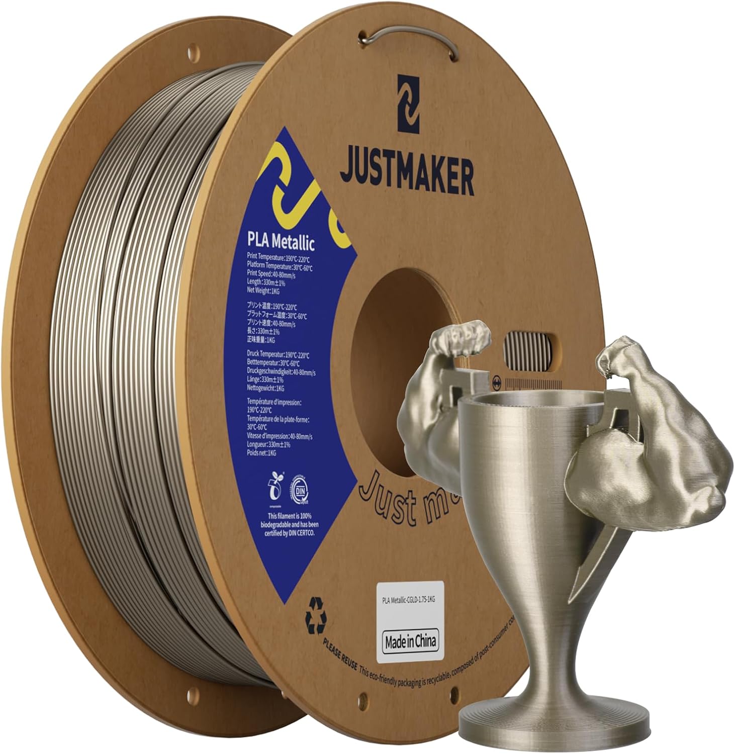 Amazon.com: JUSTMAKER PLA Metallic Finish 3D Printer Filament, Metallic ...