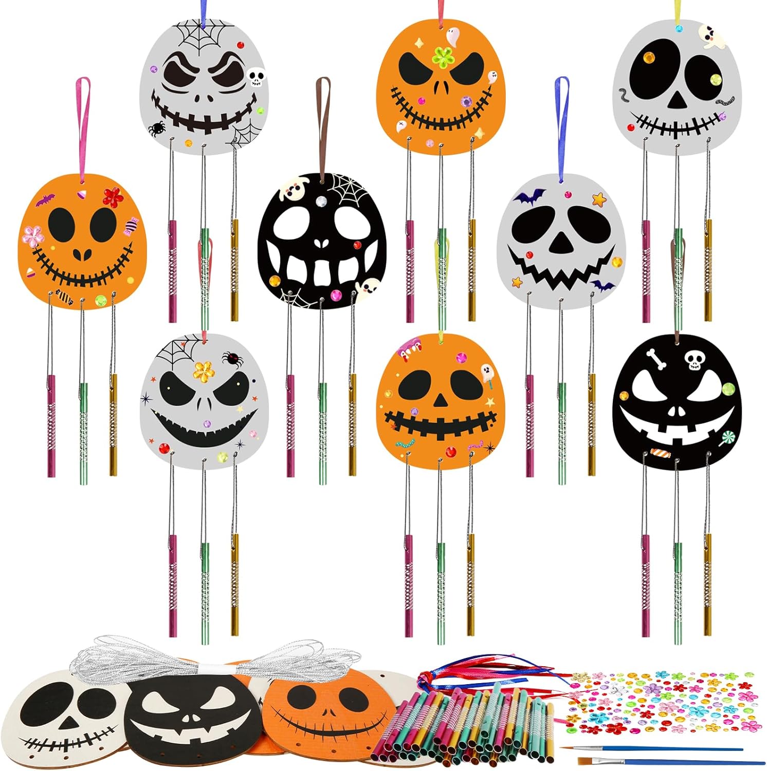 Amazon.com: Fennoral 9 Pack Halloween Wind Chime Kit for Kids Make You ...