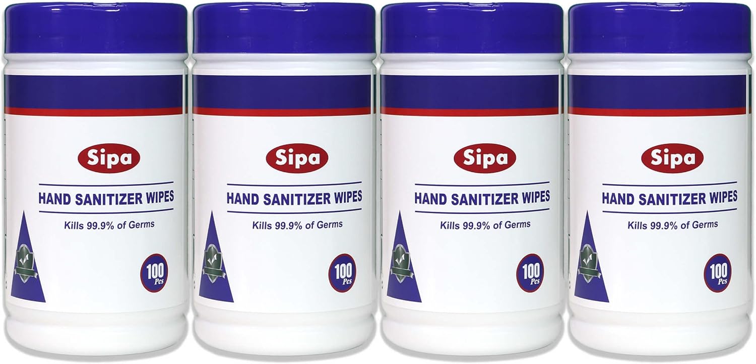 Amazon.com: SIPA Alcohol-Free Hand Wipes 100 WIPES/CANISTER, (4 ...