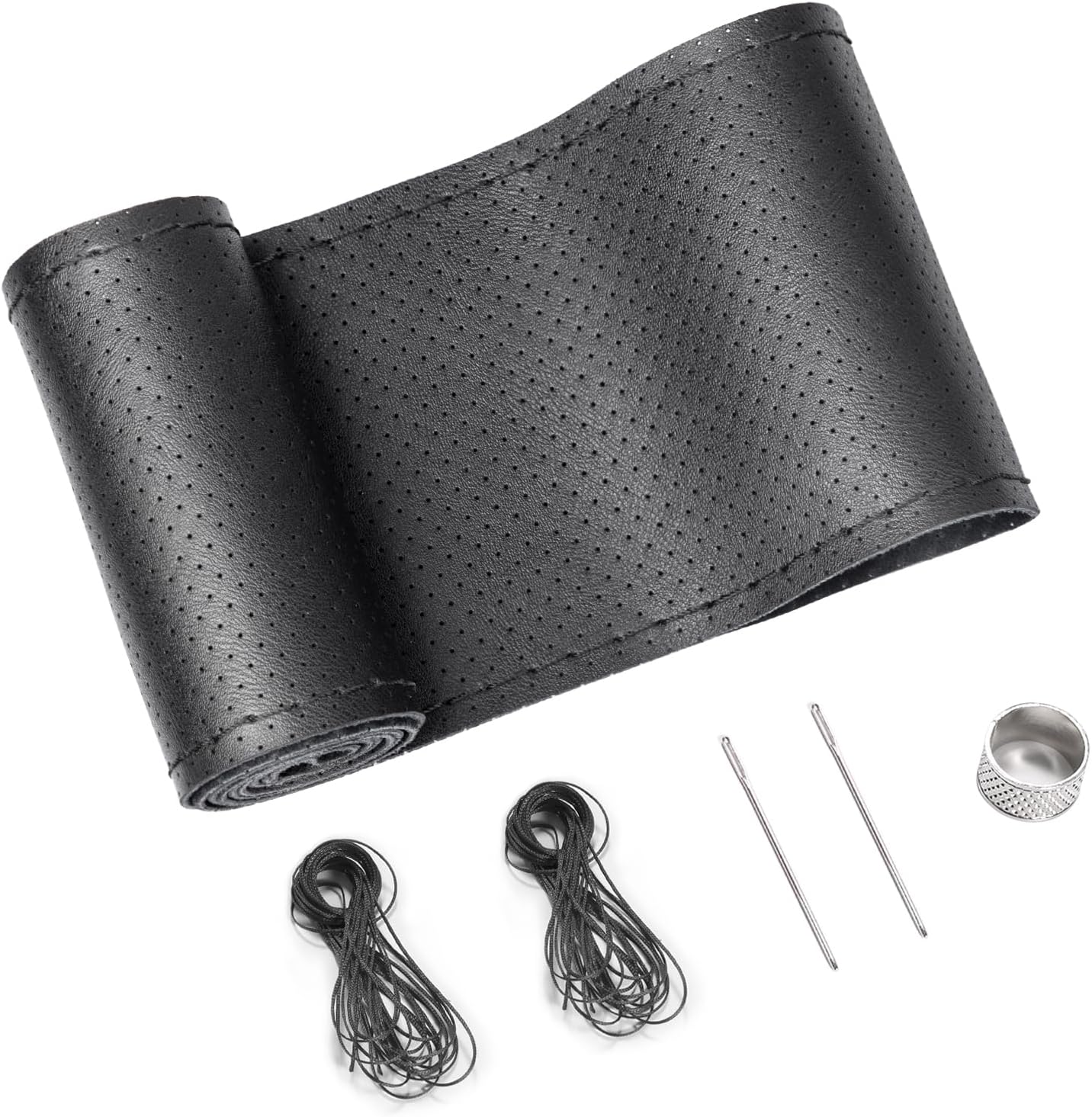 Amazon.com: SEG Direct Genuine Leather Steering Wheel Cover, Stitch On ...