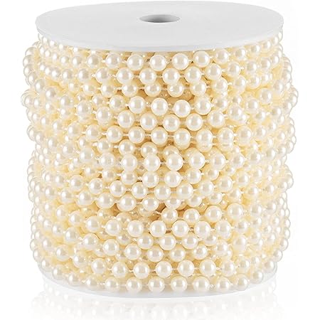 Amazon.com: Craft String Pearls 6MM Pearl Bead, 66 Feet Ivory Faux ...