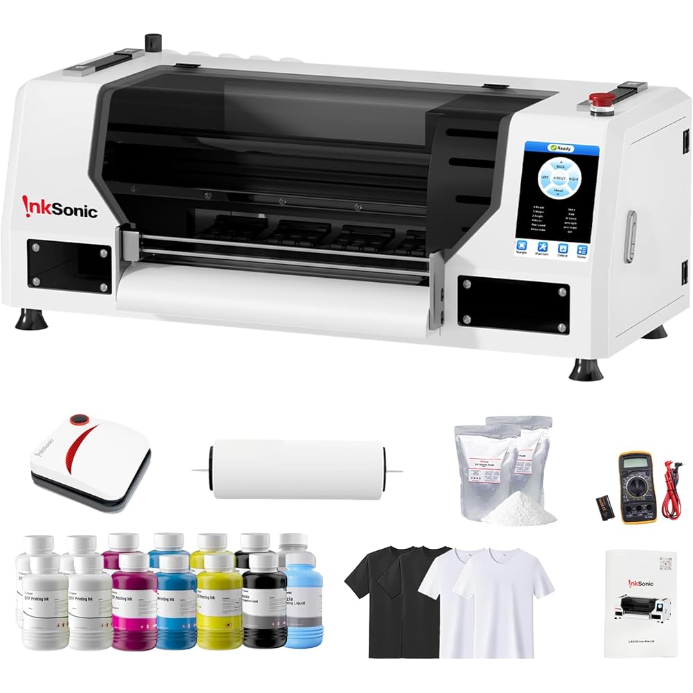 $155/mo - Finance InkSonic Dual XP600 DTF Printer, 13'' T-Shirt Transfer Machine with White Ink ...