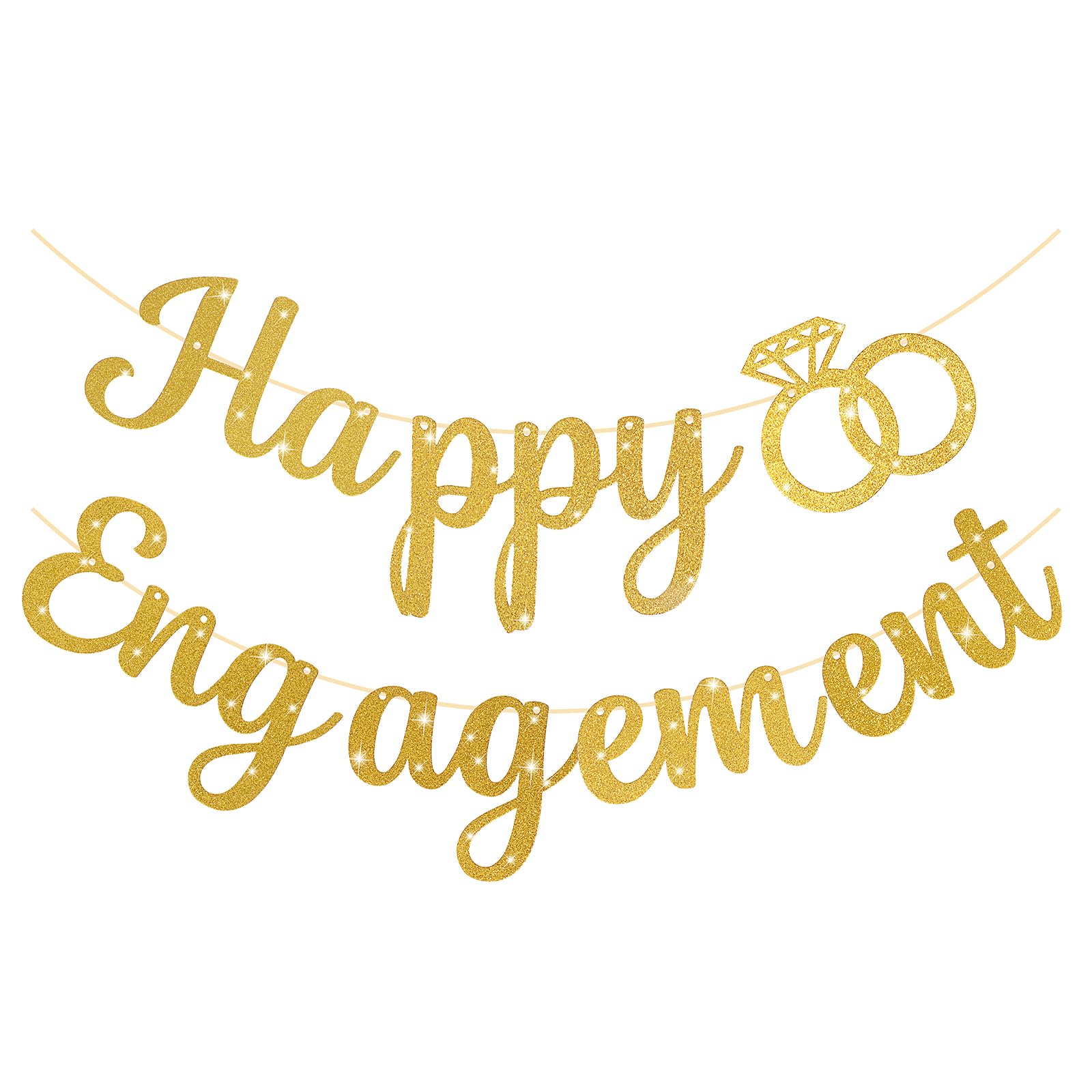 Gold Glitter Happy Engagement Banner No DIY Engagement Party ...