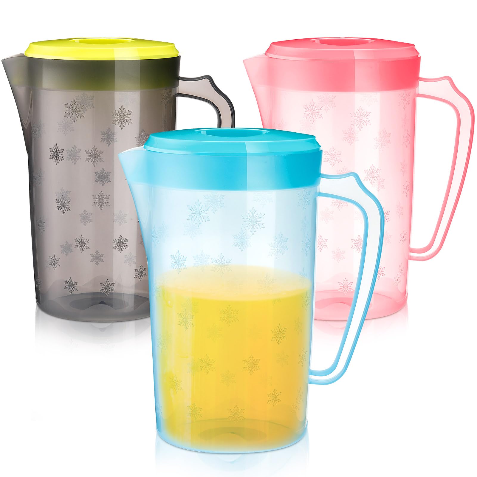 Dandat 3 Pcs 0.6 Gallon/ 74 oz Plastic Pitcher with Lid Shatterproof ...