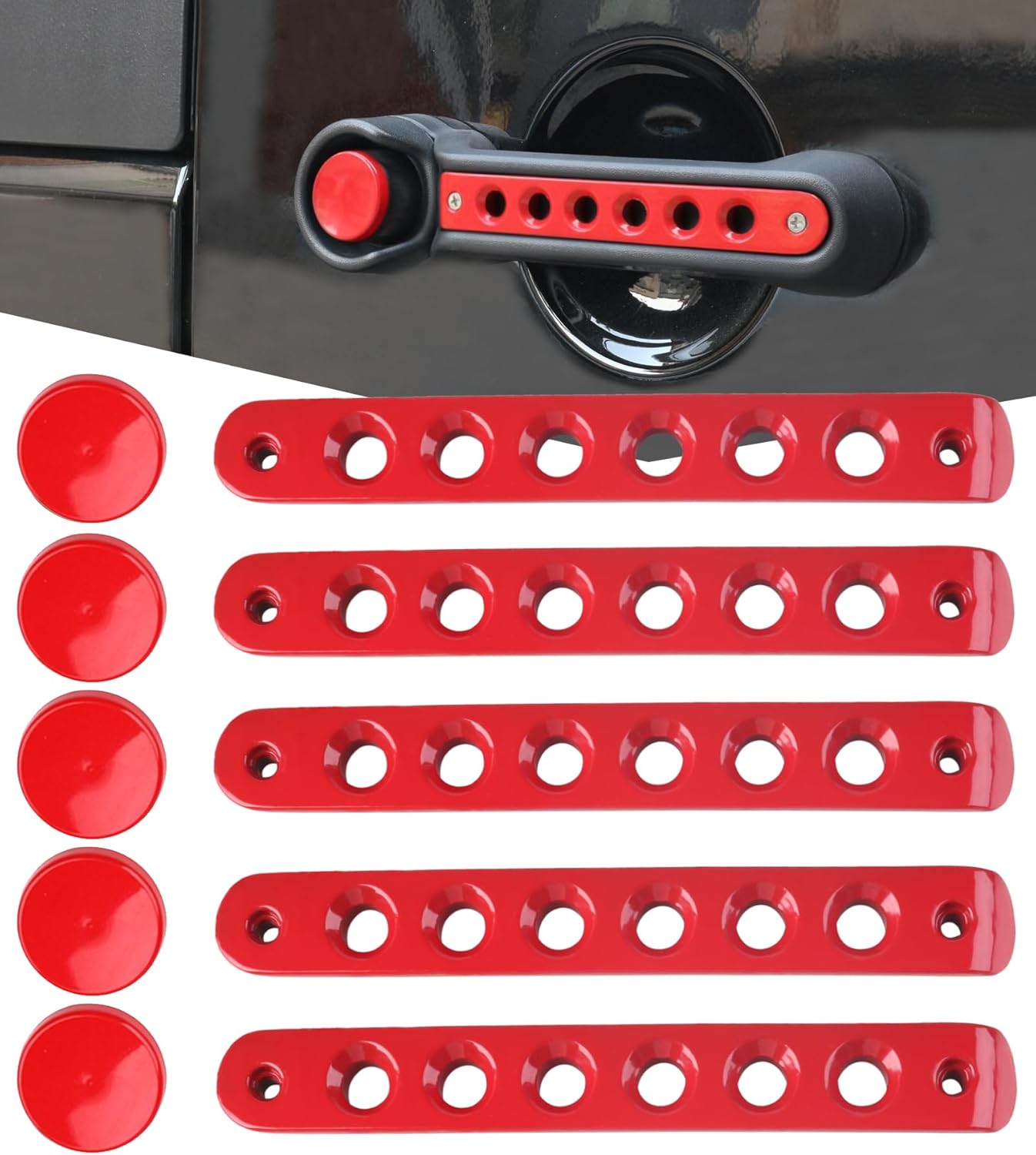 Amazon.com: PKEDUO Red Door Handle Inserts + Push Button Covers ...