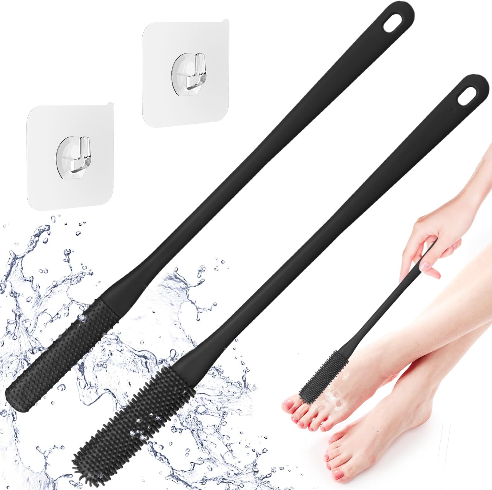 Amazon.com : 2PCS Toe Cleaning Brush, 15.7'' Gray Silicone Long Handle ...