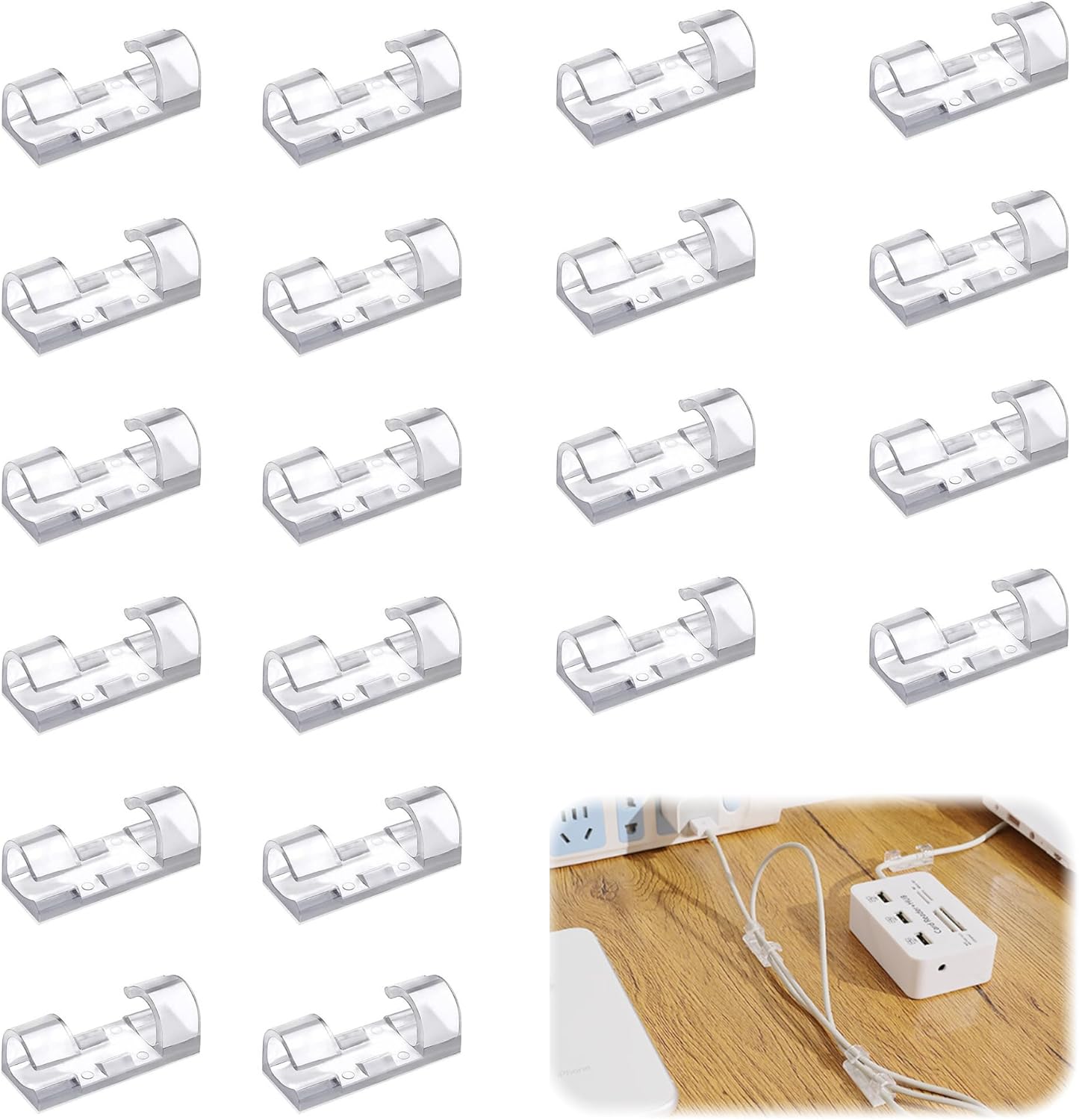 60Pcs Adhesive Cable Clips,Strong Self Adhesive Cable Tidy Wire Clips ...