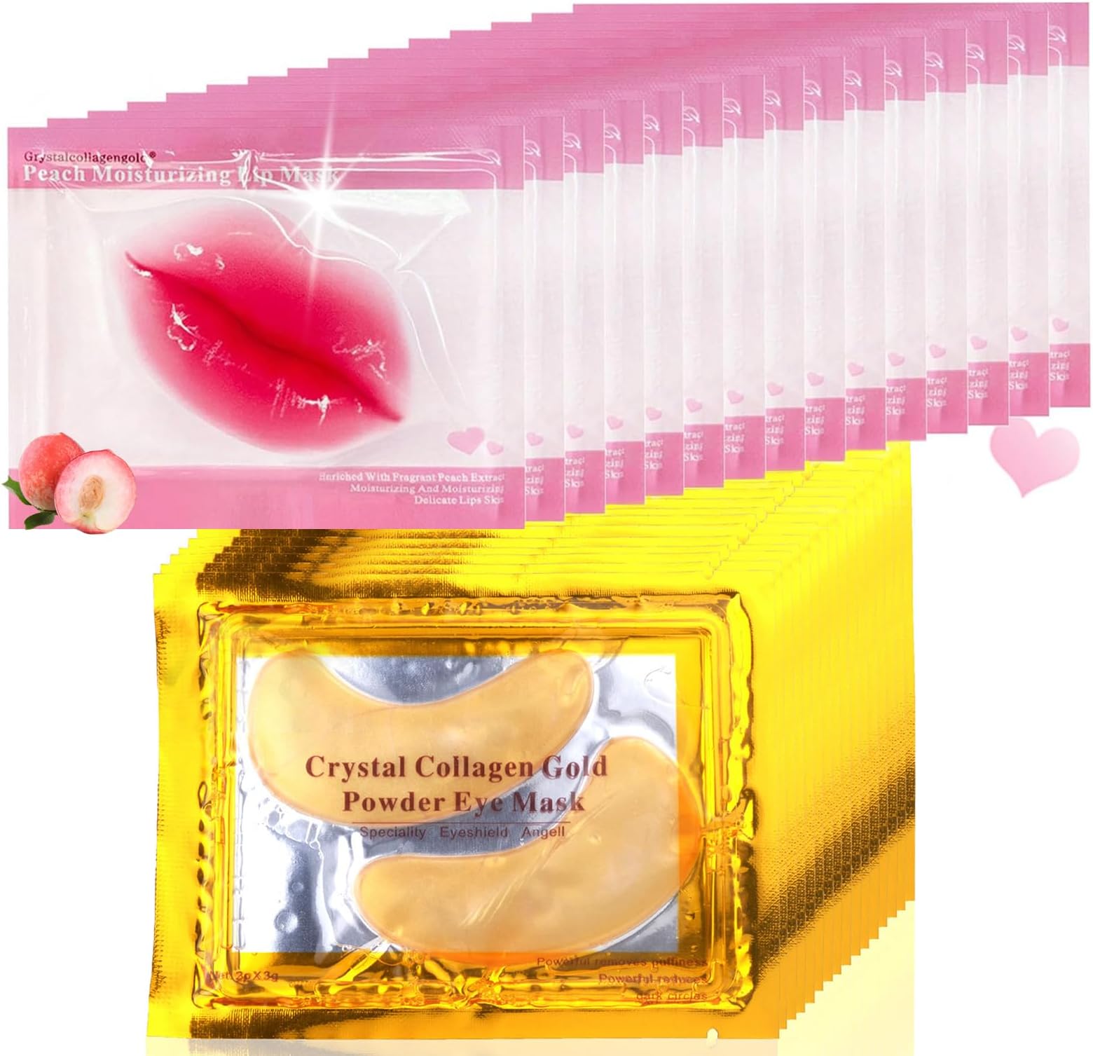 Amazon.com : Qawnfy 30 Pairs Lip Masks & 24K Gold Gel Eye Masks, Under ...