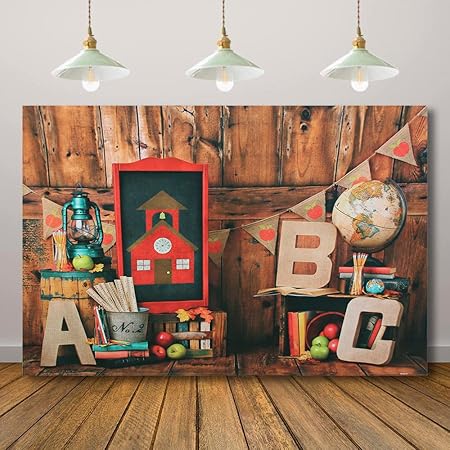 Amazon.com : Rarcoirs Kindergarten ABC Photography Backdrop Wood ...