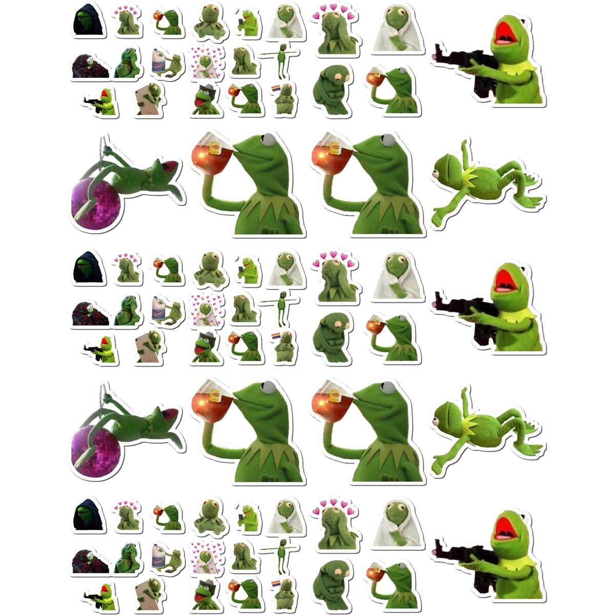 Amazon.com: 20 Pcs Stickers Pack Kermit Colorful Meme Vinyl Aesthetic ...
