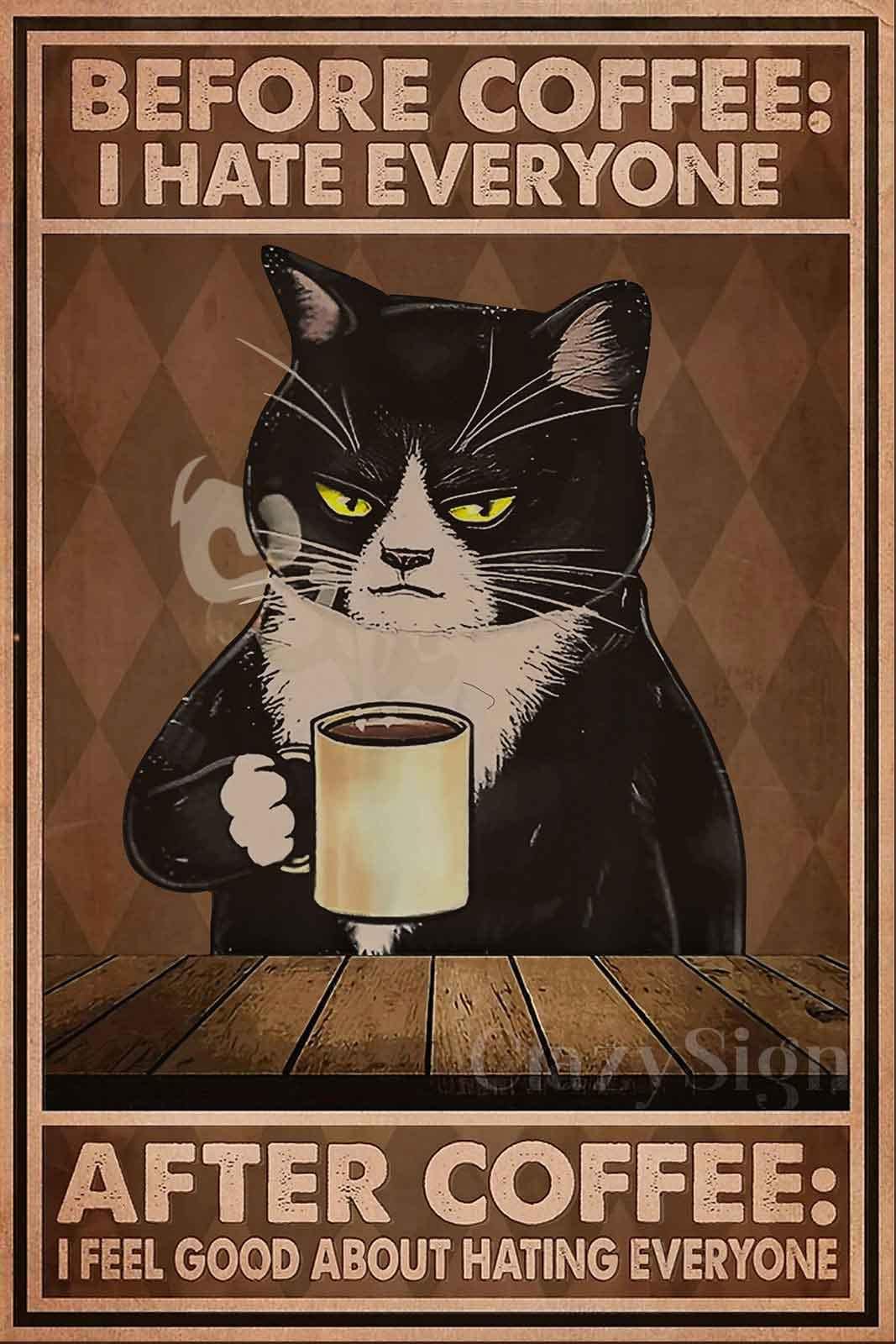 Amazon.com: CrazySign Funny Vintage Coffee Sign Decor Before Coffee ...
