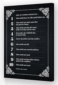 Amazon.com: Wallpicss Ten Commandment Wall Art Framed Canvas Prints KJV ...