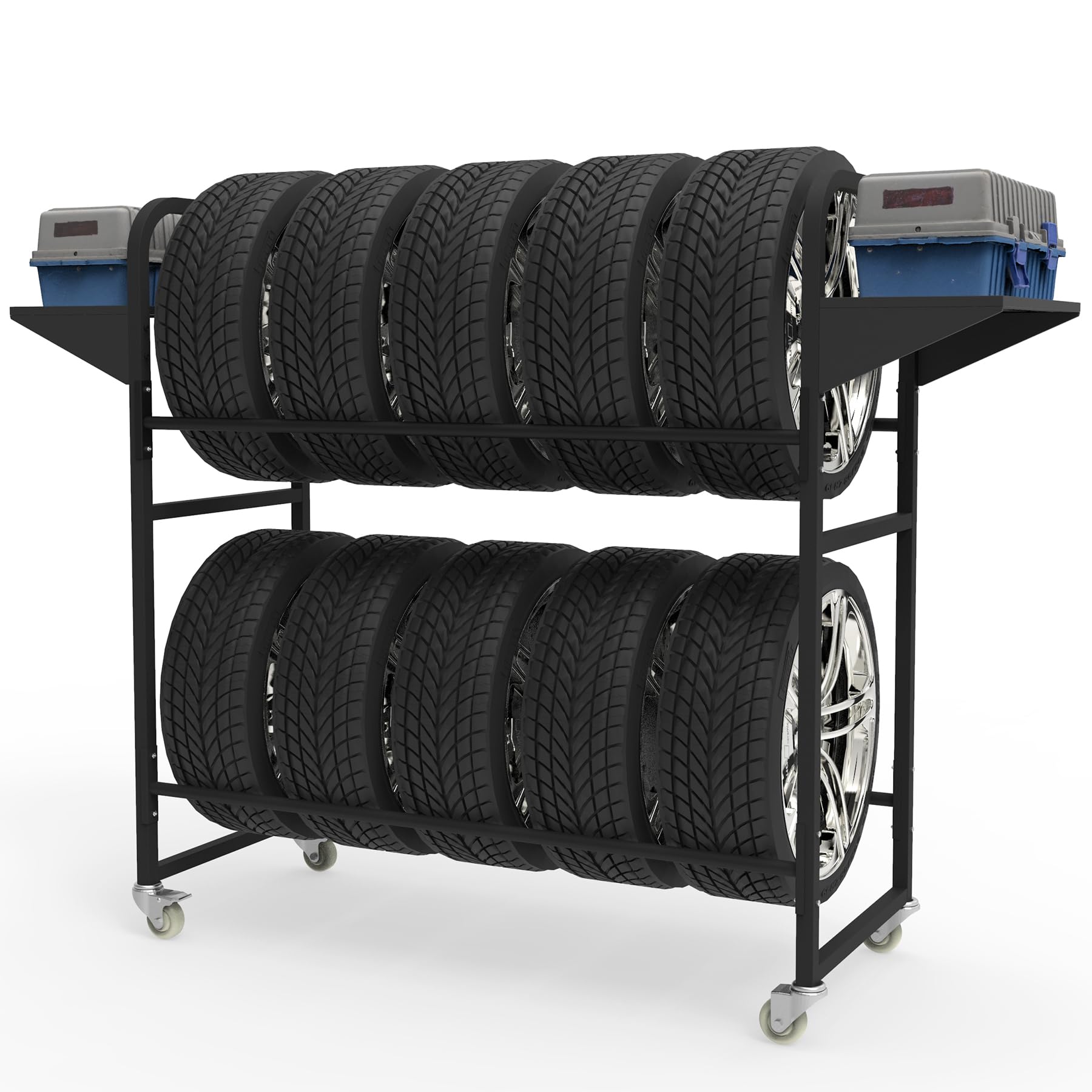Snapklik.com : Rolling Tire Rack 44" X 44" X 18", Adjustable Height ...