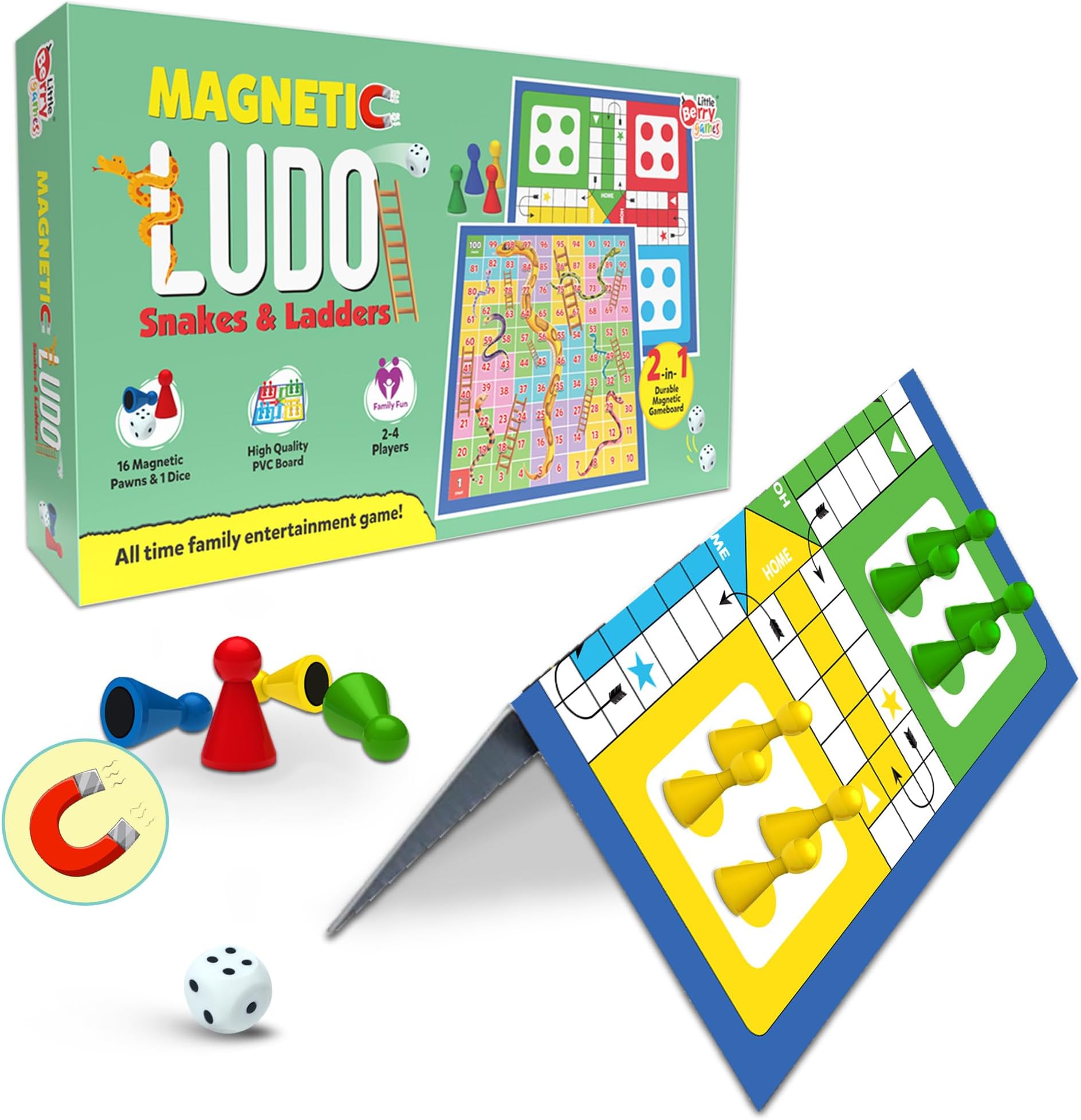 Little Berry Magnetic Ludo and Snakes & Ladders Big Size Board Game ...