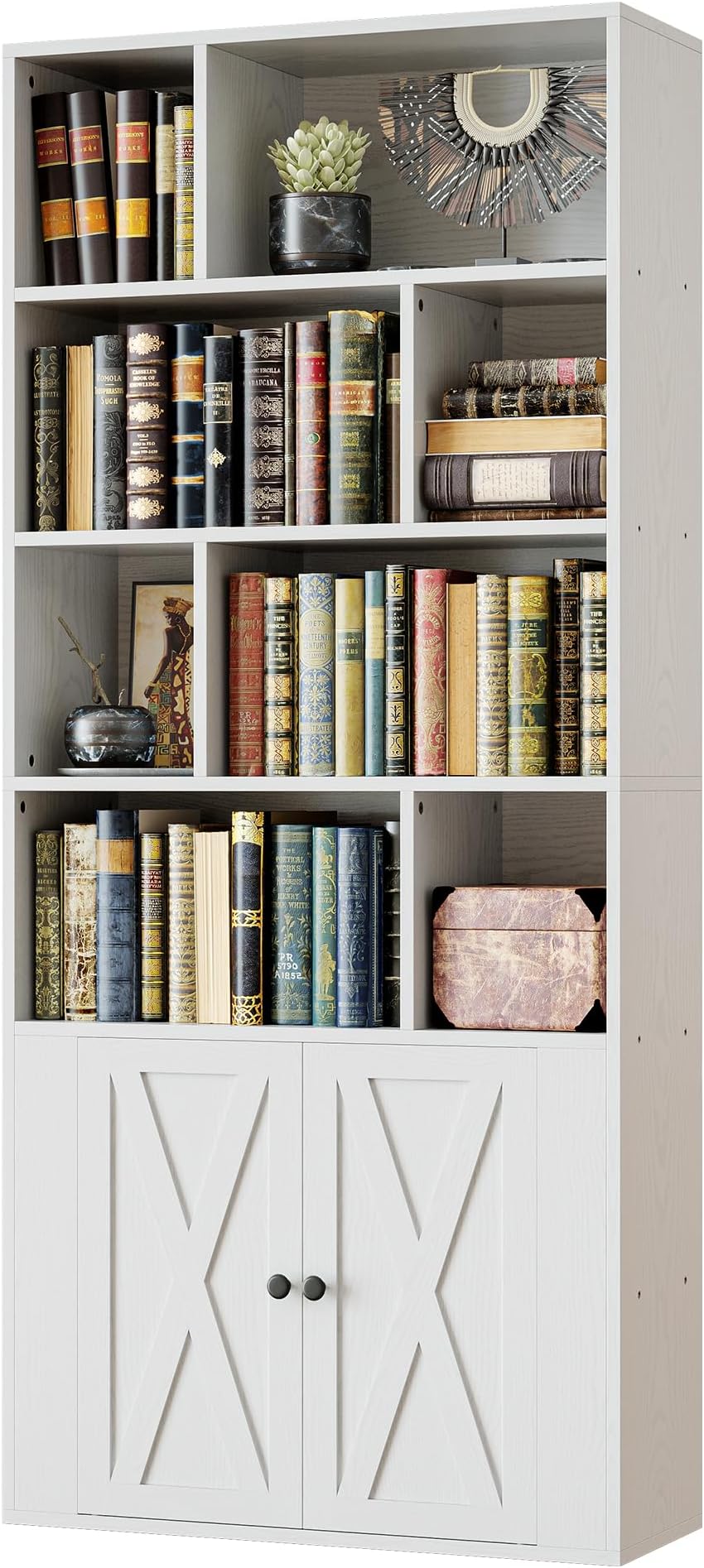 Amazon.com: IRONCK Bookcase with Doors, Tall Bookshelf with Storage ...