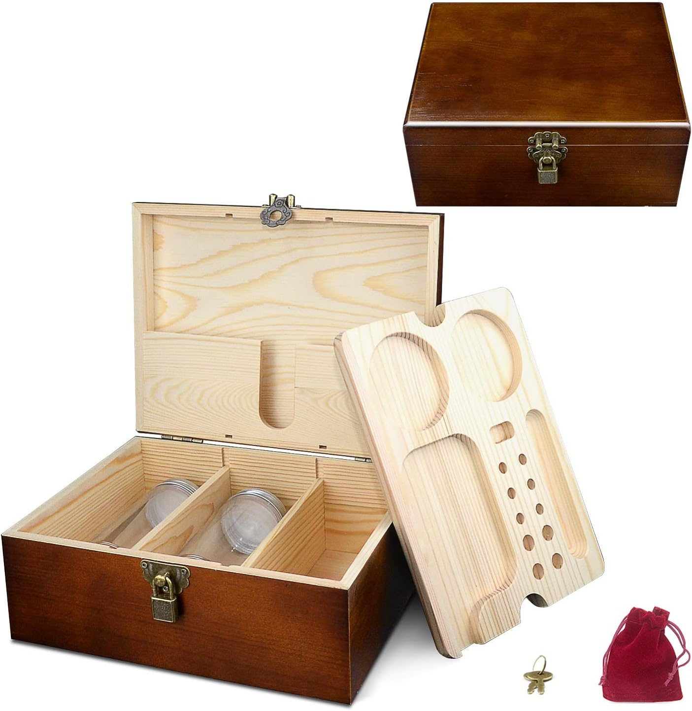 Amazon.com: Decorative Box Wooden Stash Smell Proof Storage Box with ...