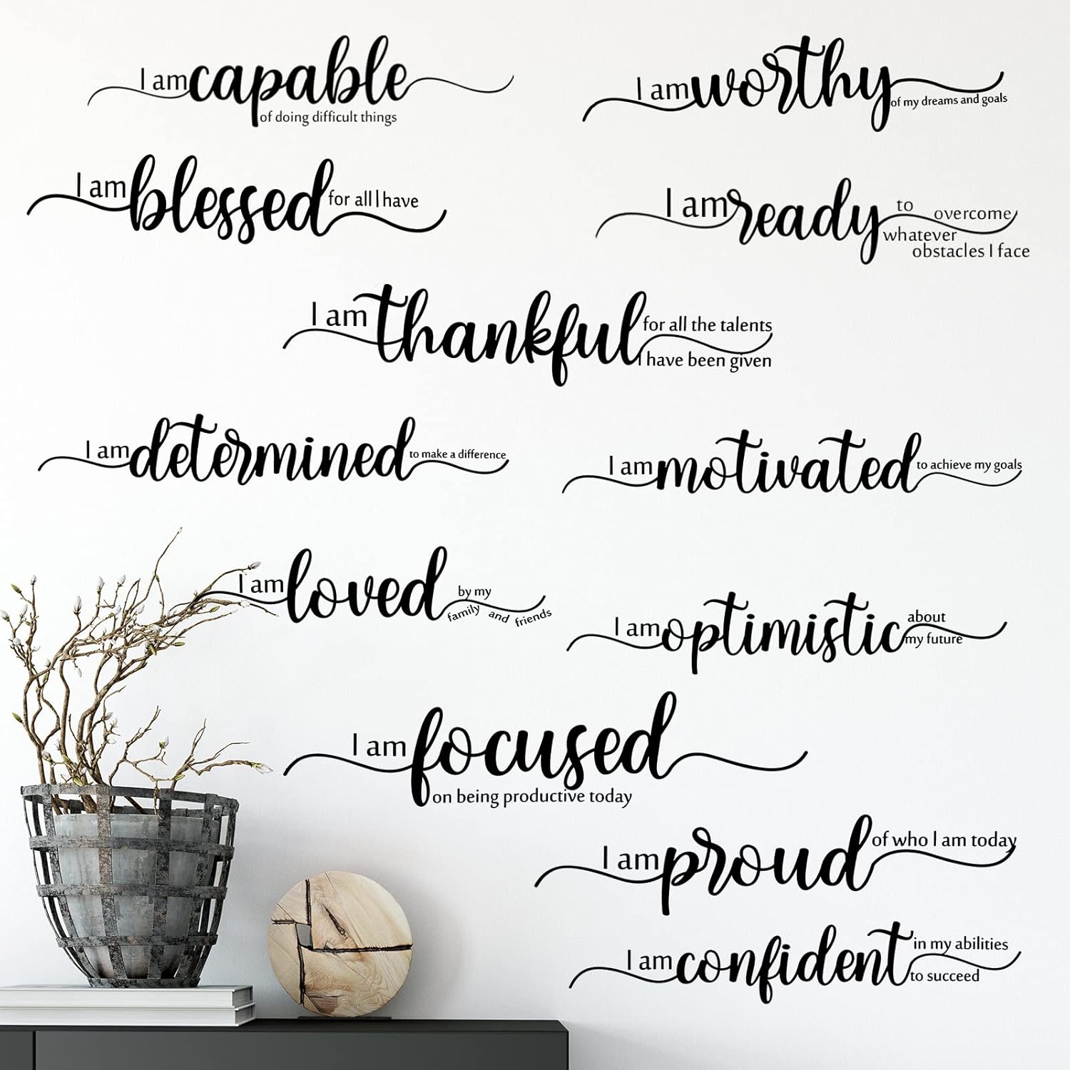 Amazon.com: Epakh 2 Sheets Motivational Wall Stickers Decor Black ...