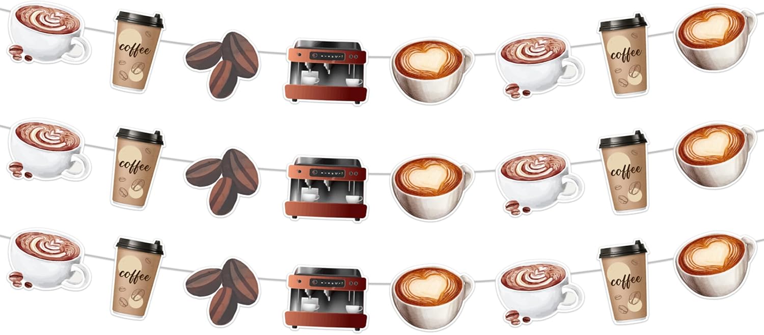 Amazon.com: Funmemoir Coffee Party Decorations - 3PCS Pre-Strung ...