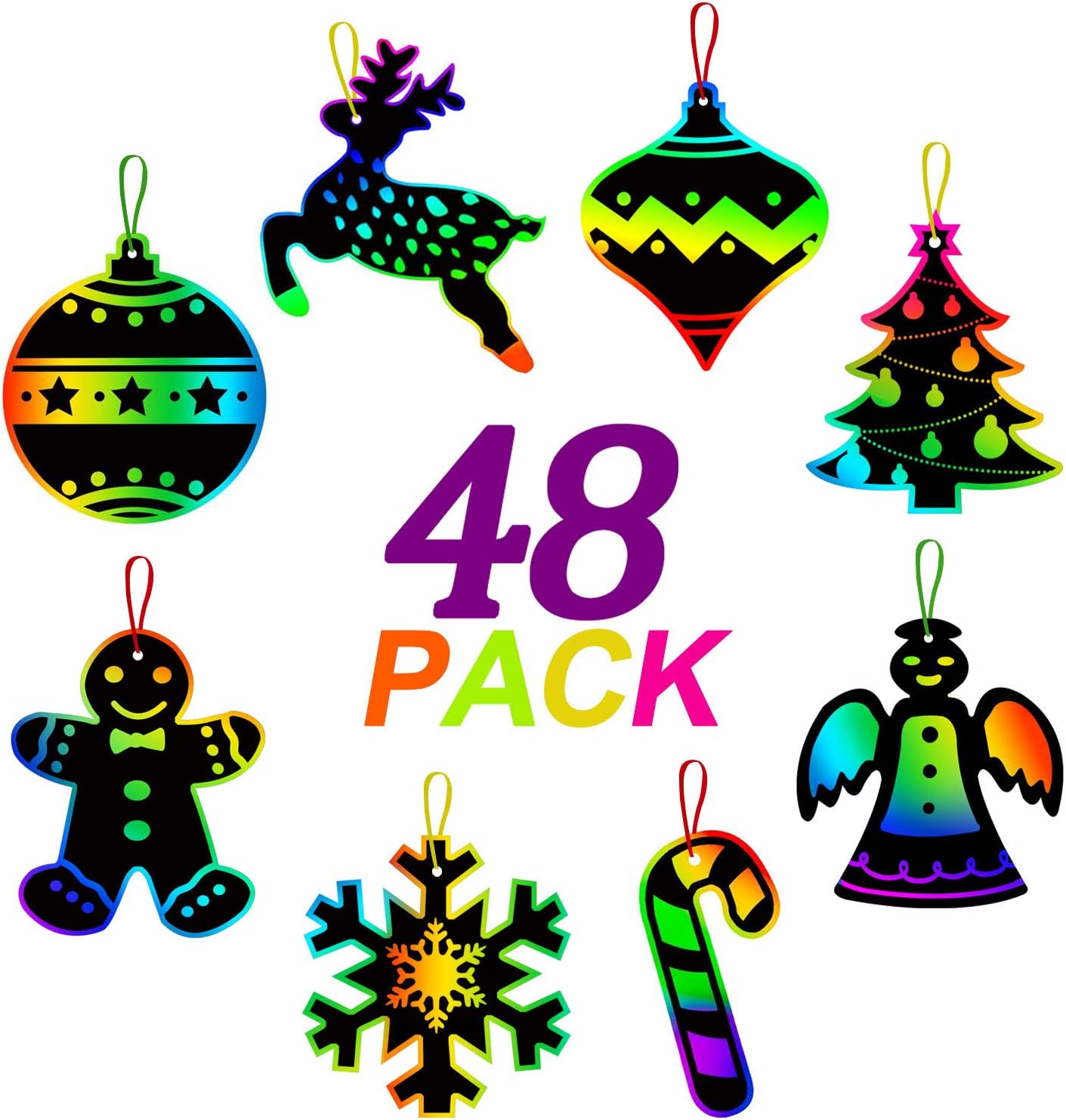 Amazon.com: ORIENTAL CHERRY Christmas Scratch Crafts Arts, 48 DIY ...