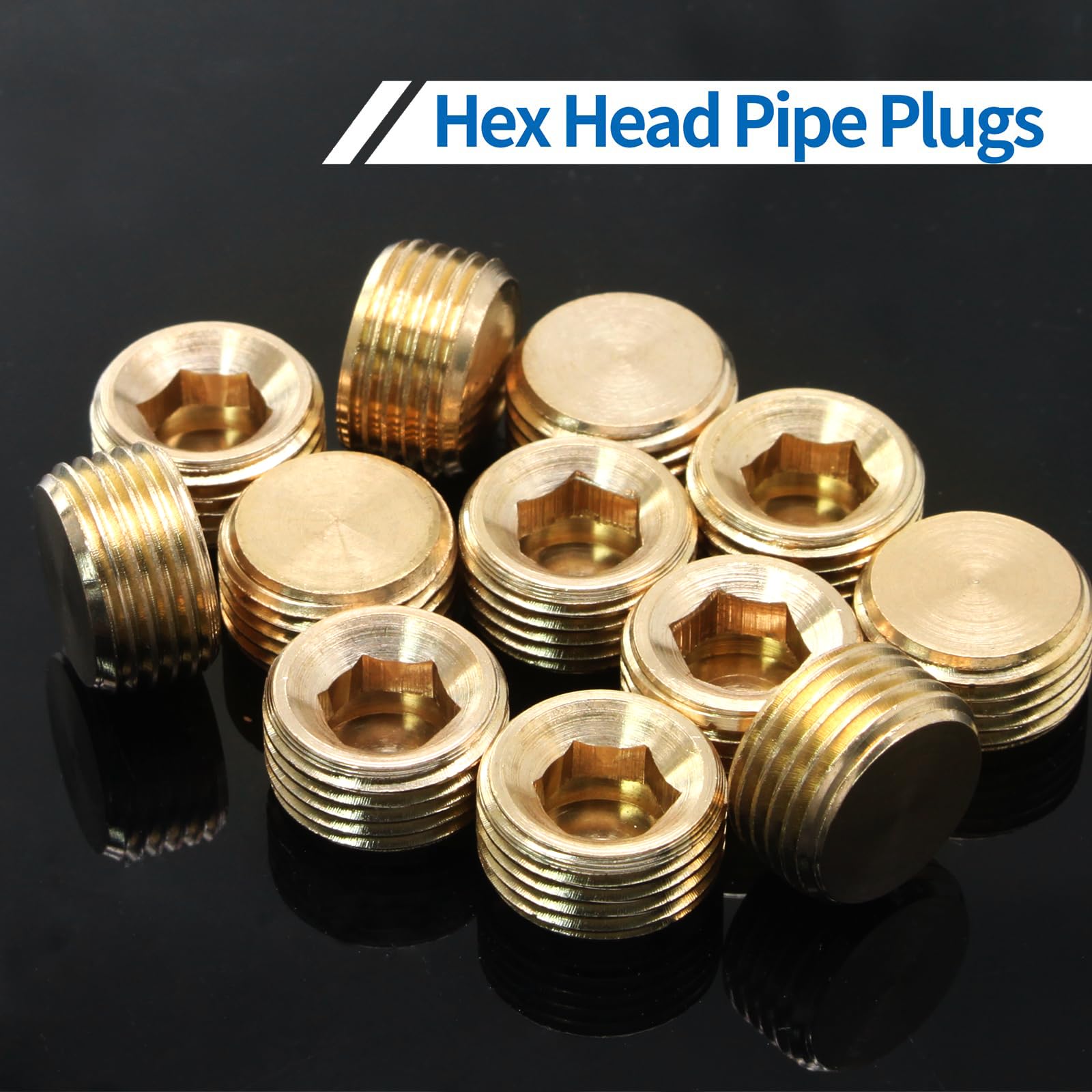 Snapklik.com : LifCratms 3/8" NPT Male Plug, Brass Internal Hex Thread ...