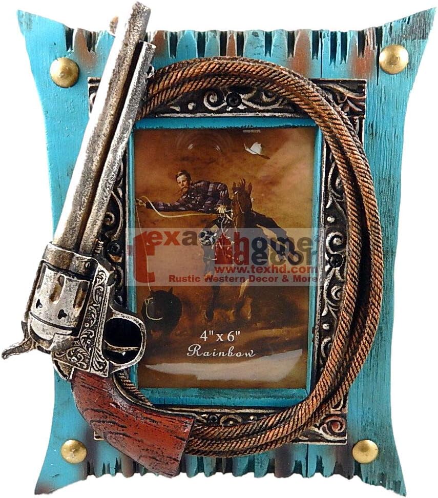 Amazon.com - Décor-Rif-Home Rustic Western Wooden Turquoise 4 x 6 ...