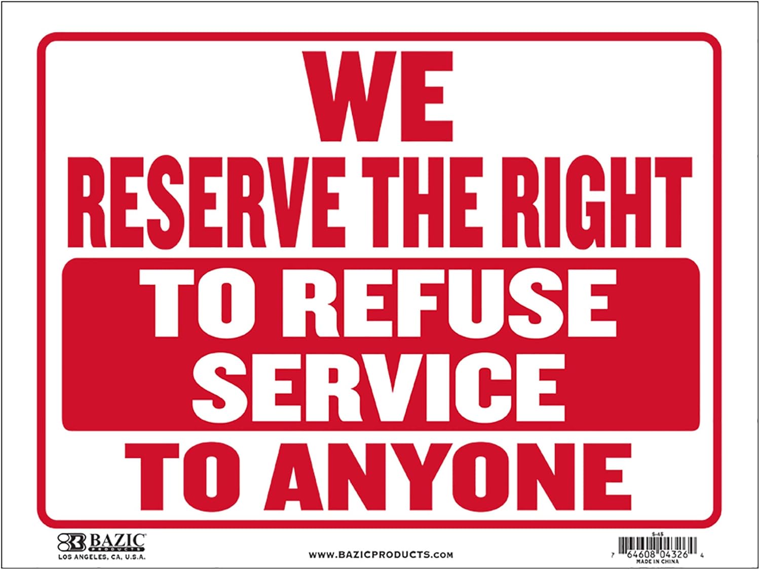 Amazon.com : BAZIC Products We Reserve The Right to Refuse Service to ...