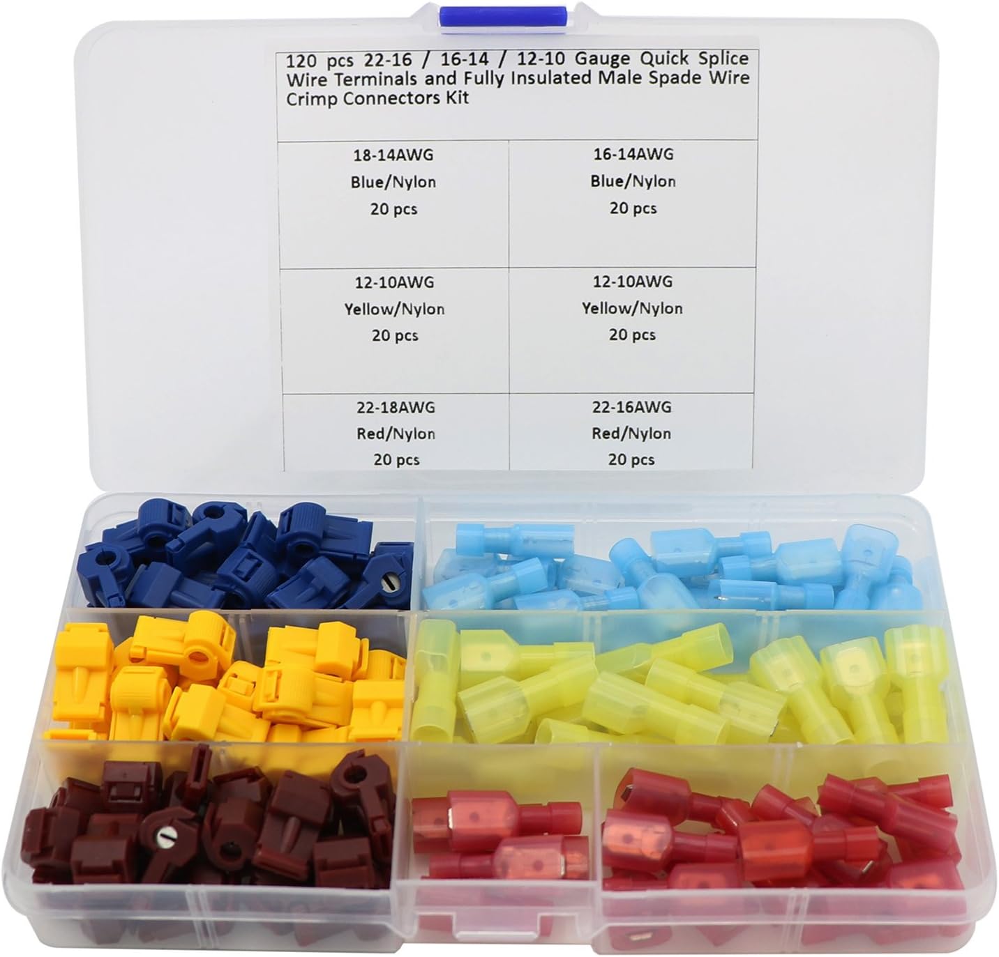 Amazon.com: 120 Pcs T Tap Wire Connectors 24-10 AWG Quick Splice ...