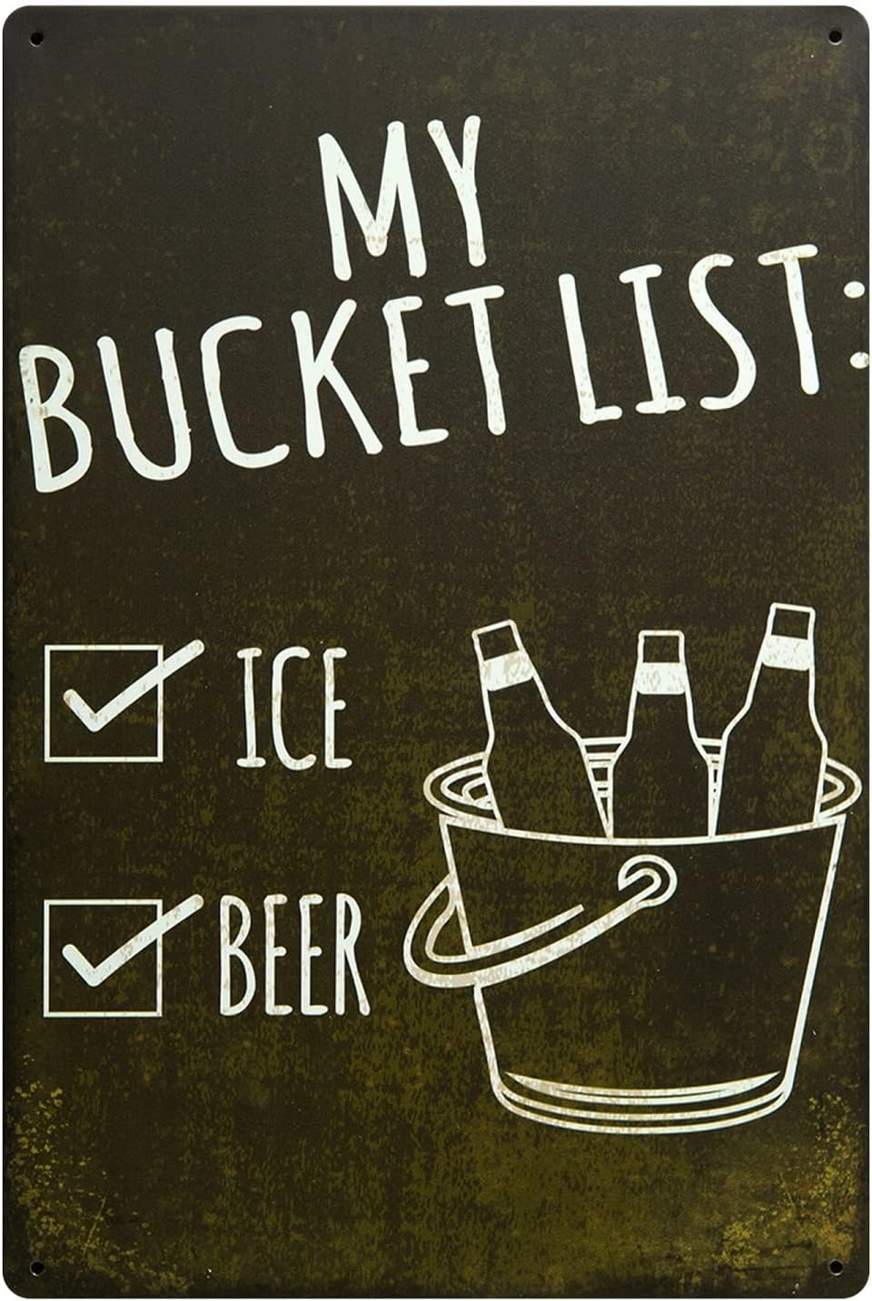 Amazon.com: ERLOOD My Bucket List Ice Beer Retro Vintage Metal Tin ...
