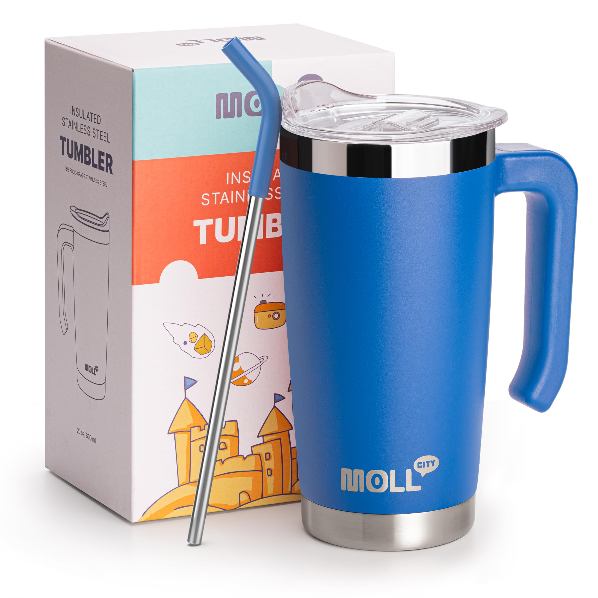 Amazon.com | Mollcity 20 oz Travel Coffee Mug with Handle Kids ...