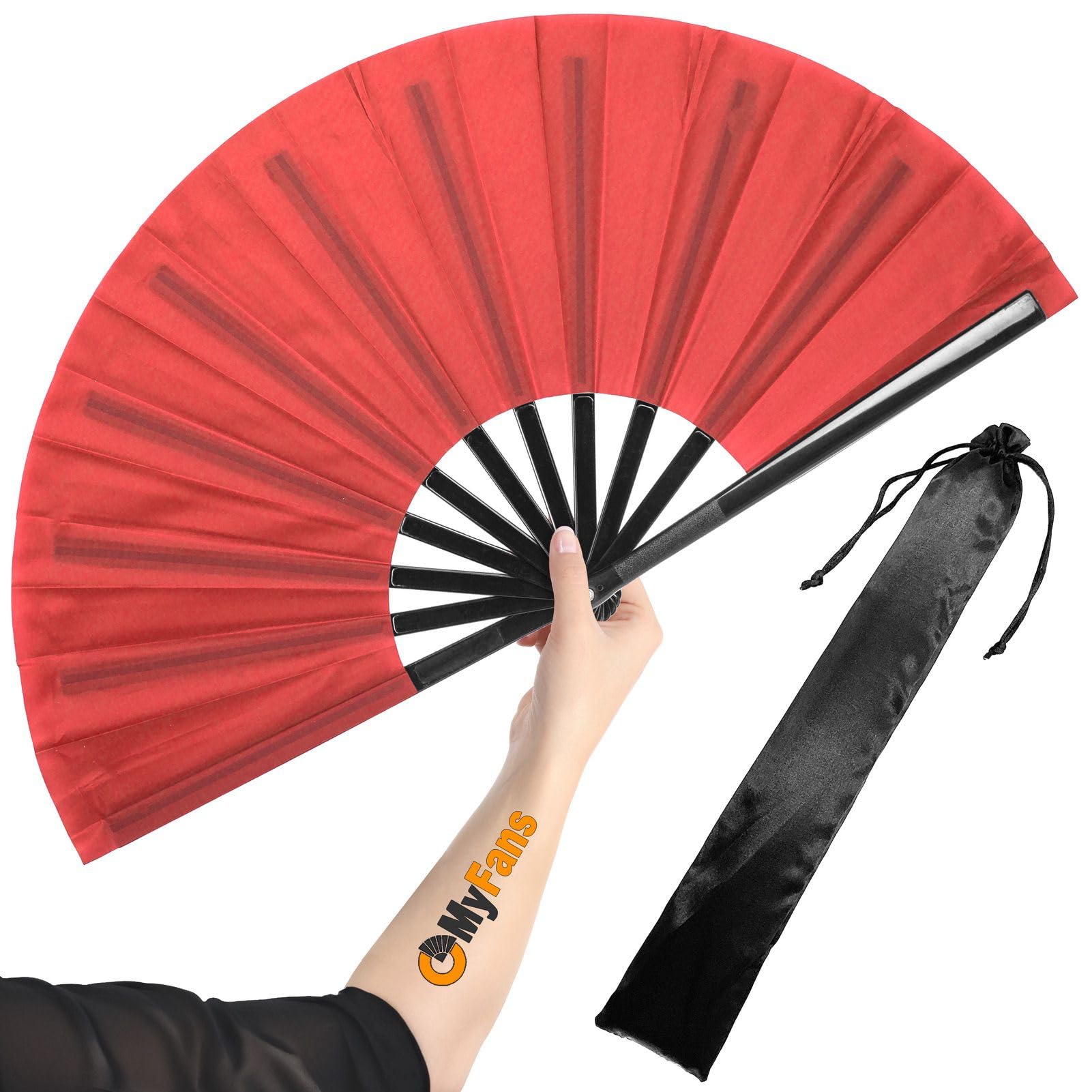 Amazon.com: OMyFans Large Rave Folding Hand Fan - Foldable Chinese Tai ...