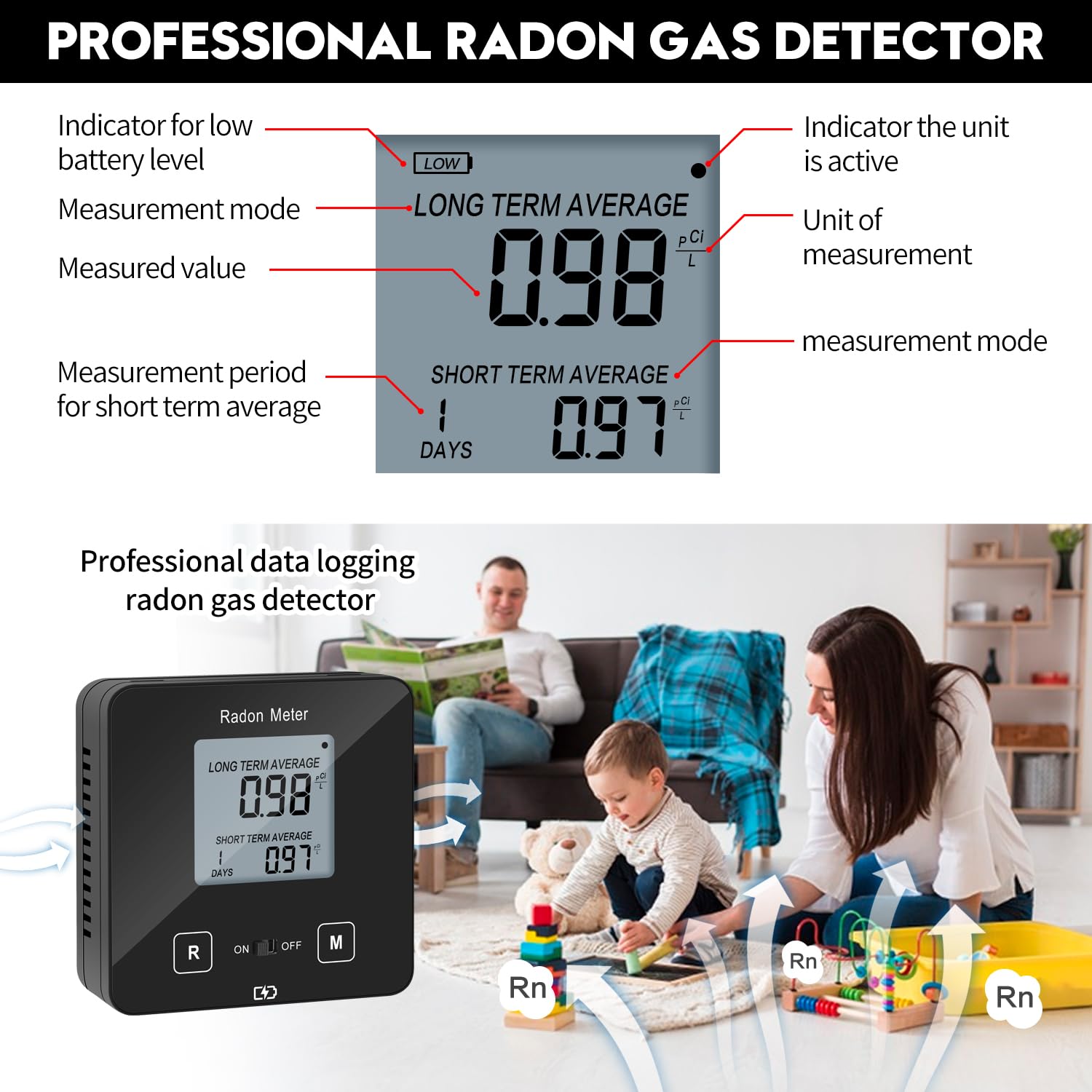 Snapklik.com : HRDM-03B Home Radon Detector, Portable Radon Meter ...