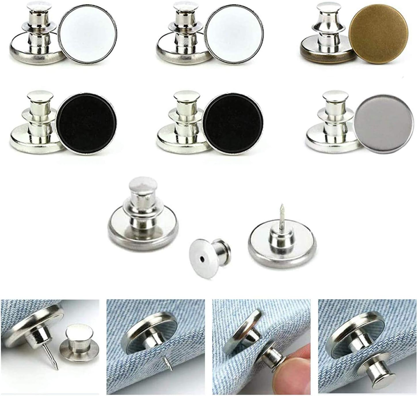 Calmind Kit de 16 Botones Reemplazables para Jeans con 9 Estilos ...