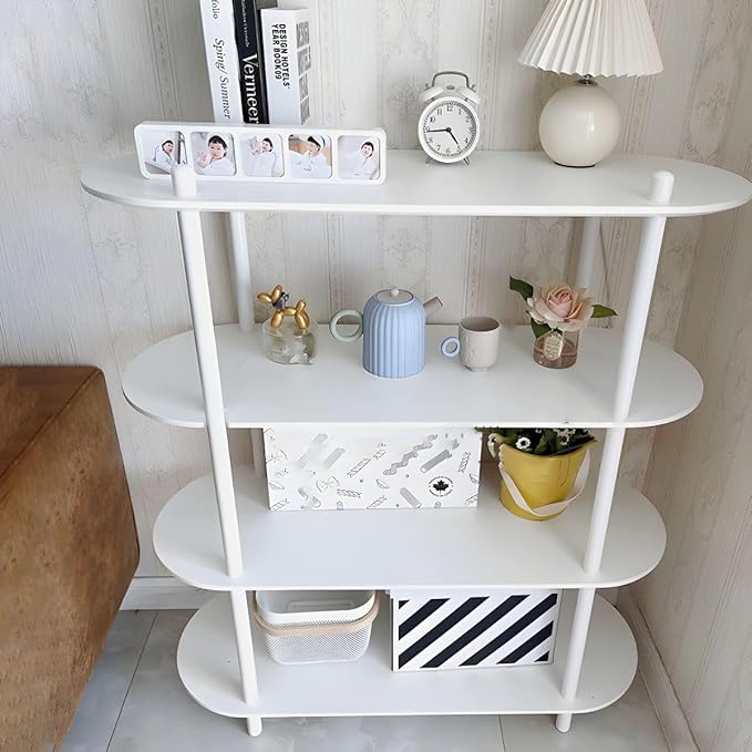 Amazon.com: KWOKING White Modern Bookcase Engineered Wood Multi Tiers ...