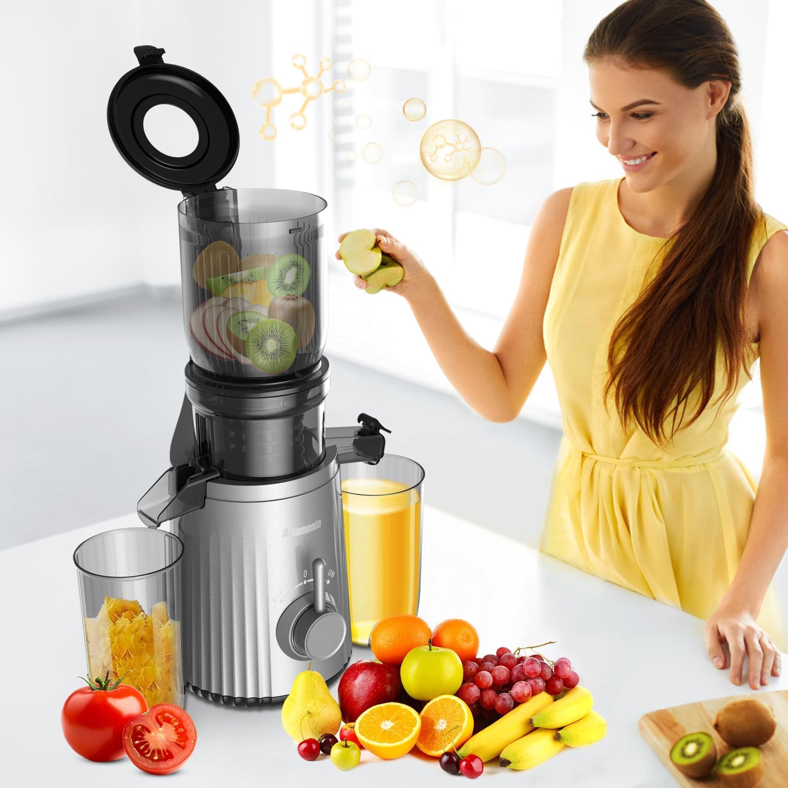 Amazon.com: Jocuu Cold Press Juicer Machine with Large Feeding Chute ...