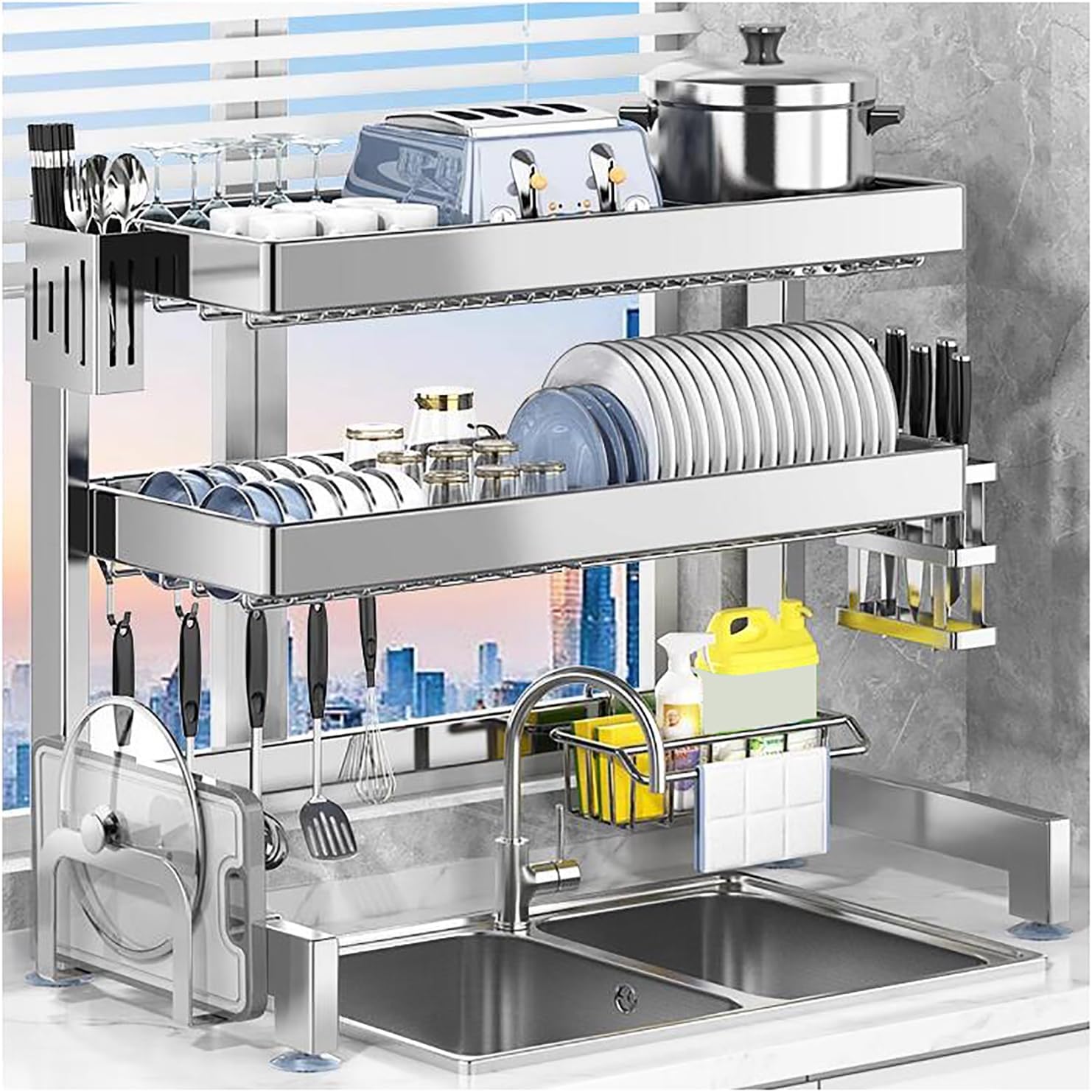 Amazon.com - BLHKBAIKB 304 Stainless Steel 2-Tier Large Dish Drying ...