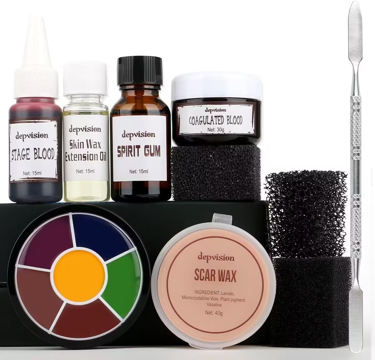 Depvision SFX Makeup Kit - Scar Wax with Spatula, Extension Oil,Scab ...