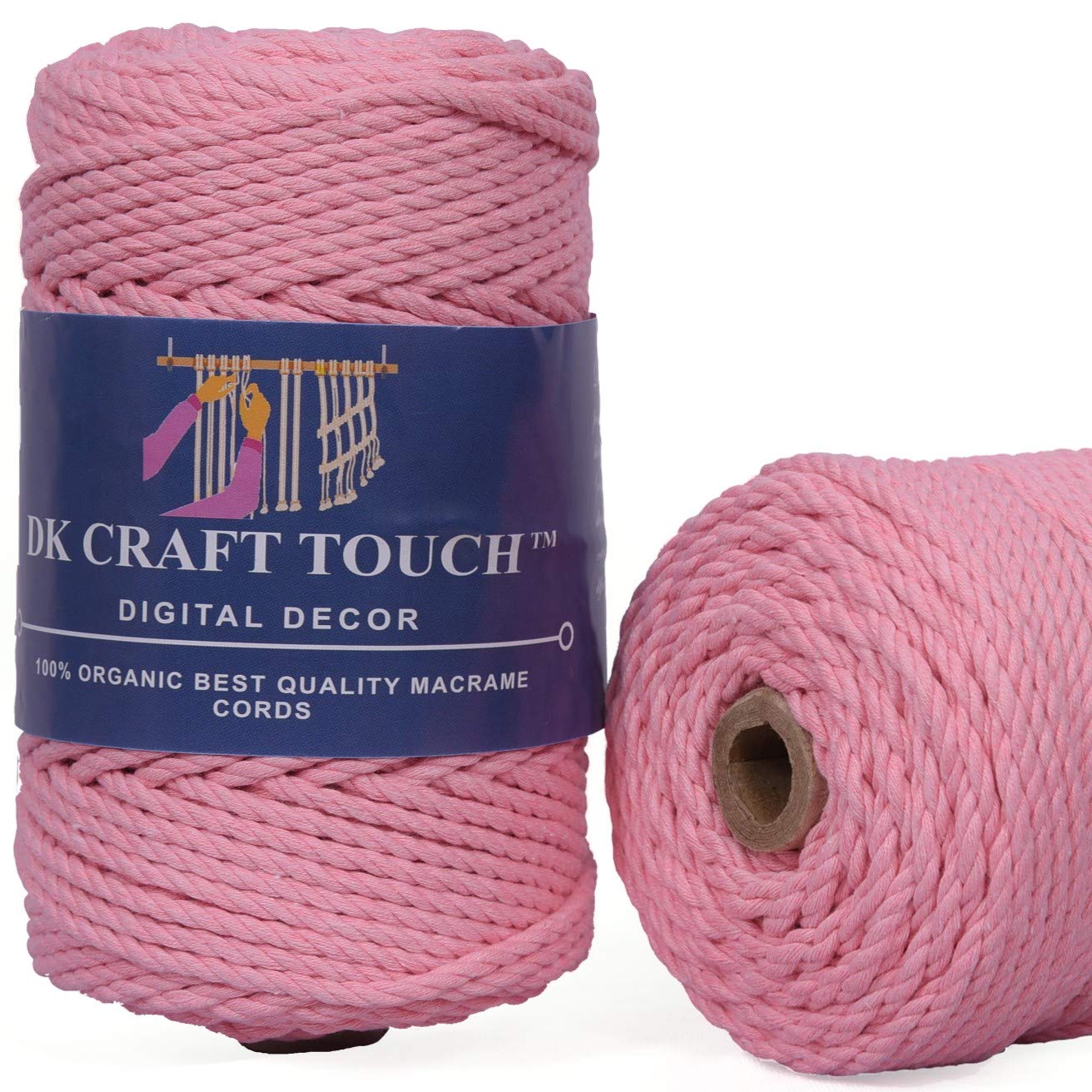 DK Craft Touch Twisted Macrame Pure Cotton Cord for Macrame DIY and ...