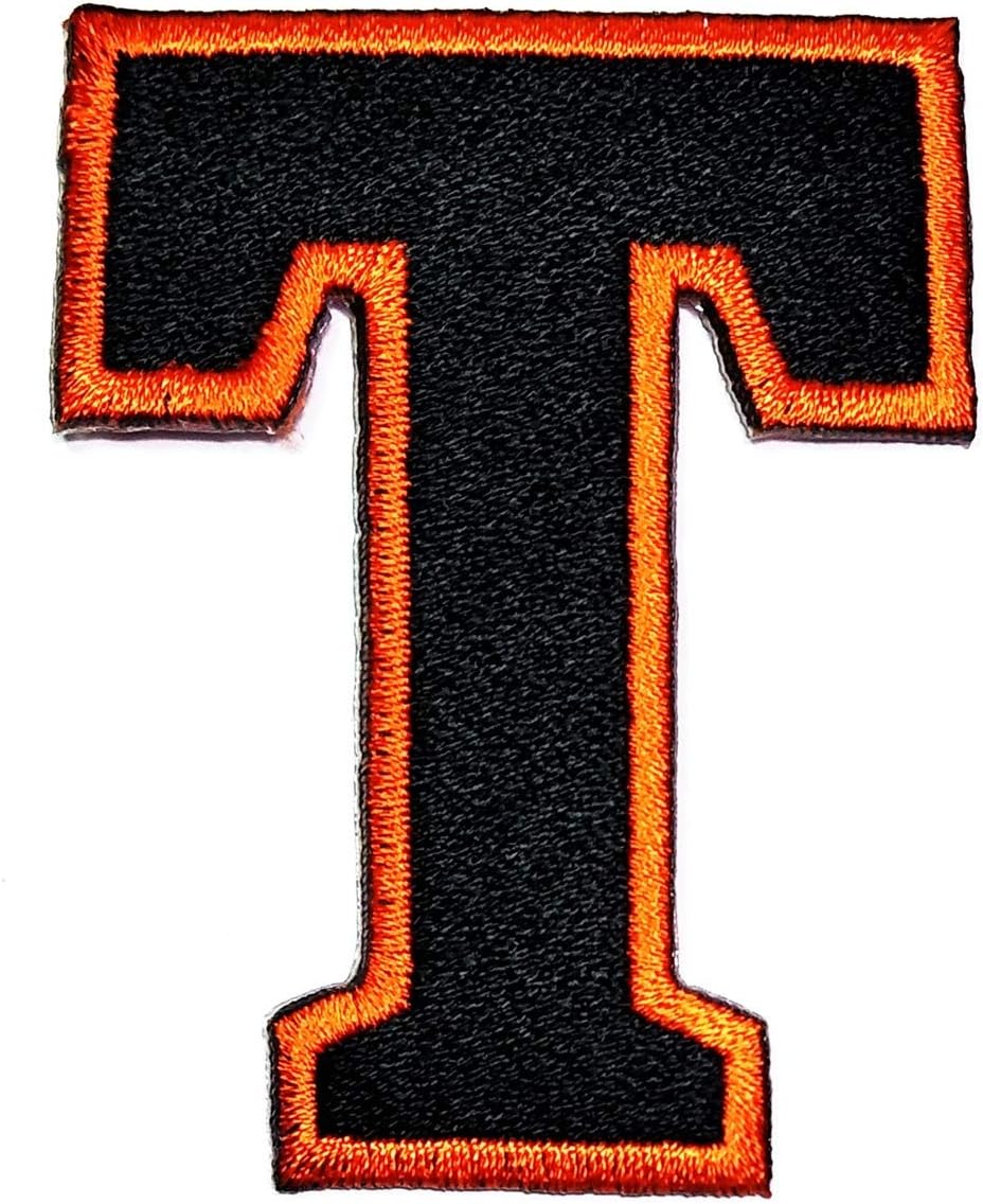 Amazon.com: PARITA 2.4 INCH. Orange Black Letter T Iron on Embroidered ...