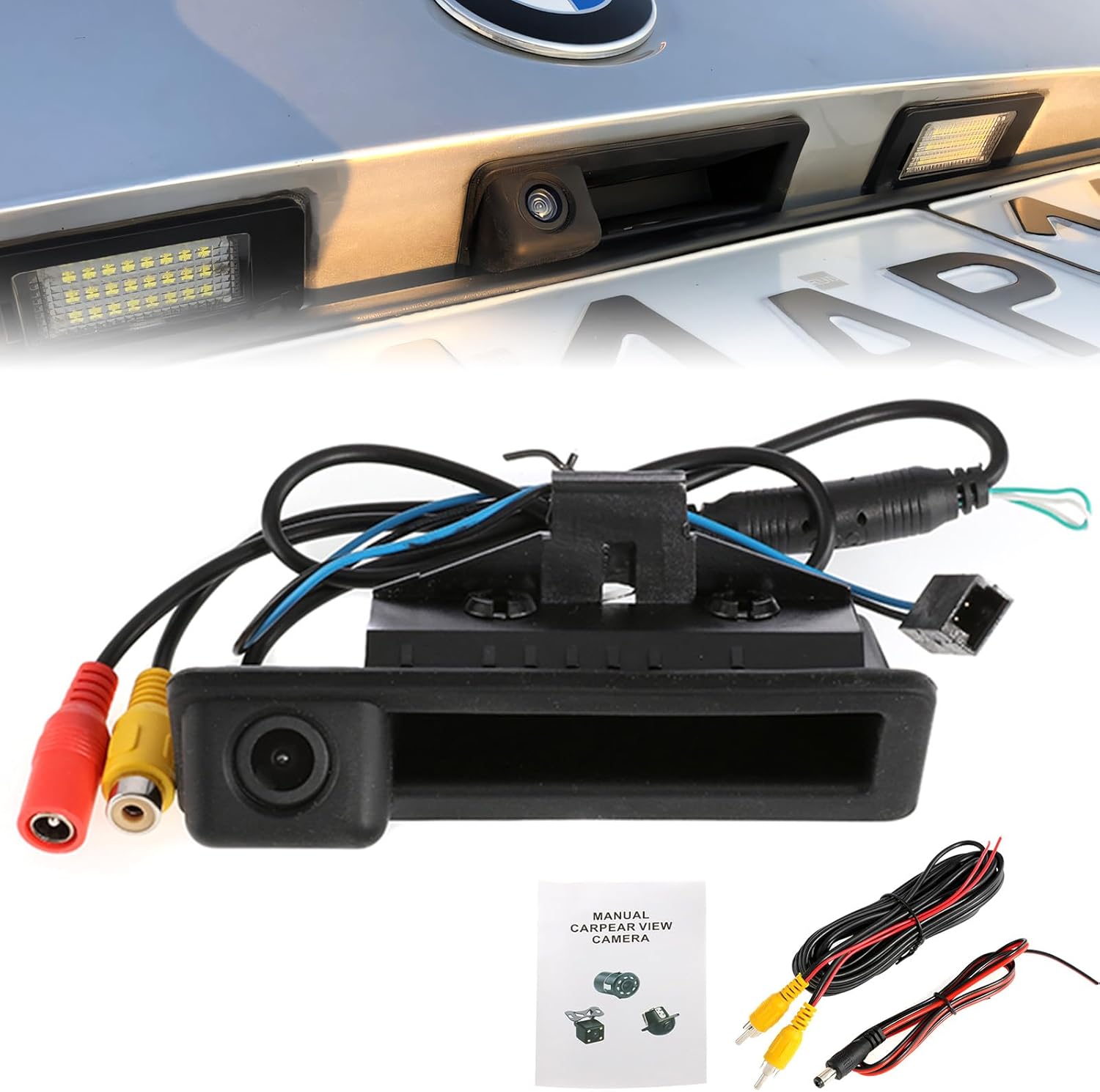 Amazon.com: Partol HD Colorful CCD Car Rear View Backup Camera Handle Cam for Old BMW E60 E61 ...