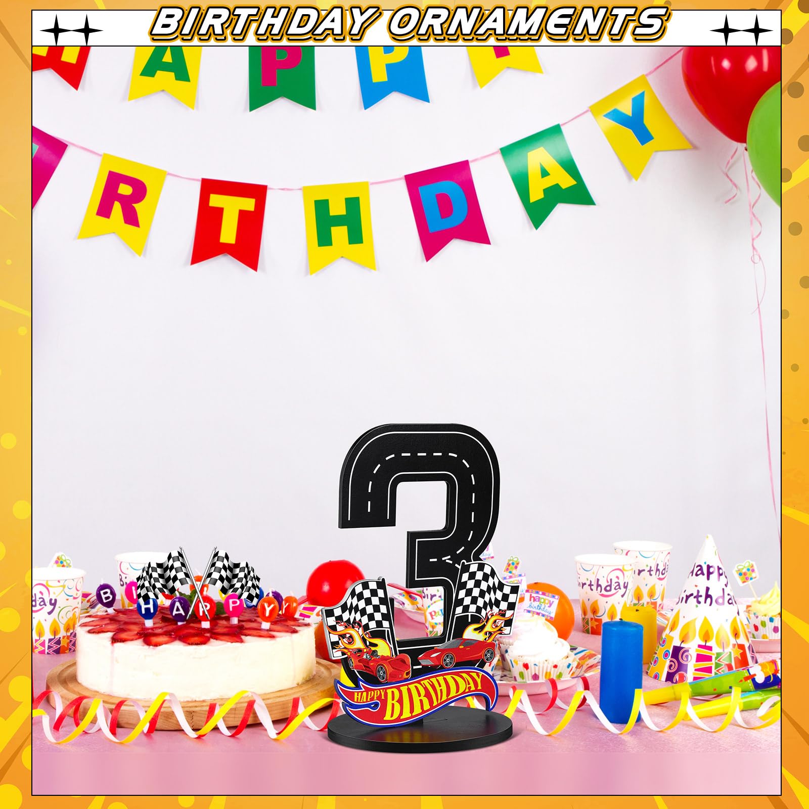 Snapklik.com : MiniInflat Race Car 4th Birthday Number Sign Centerpiece ...