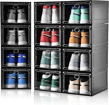 Amazon.com: Amllas 12 Pack Shoe Boxes Stackable,Upgraded Sturdy Shoe ...