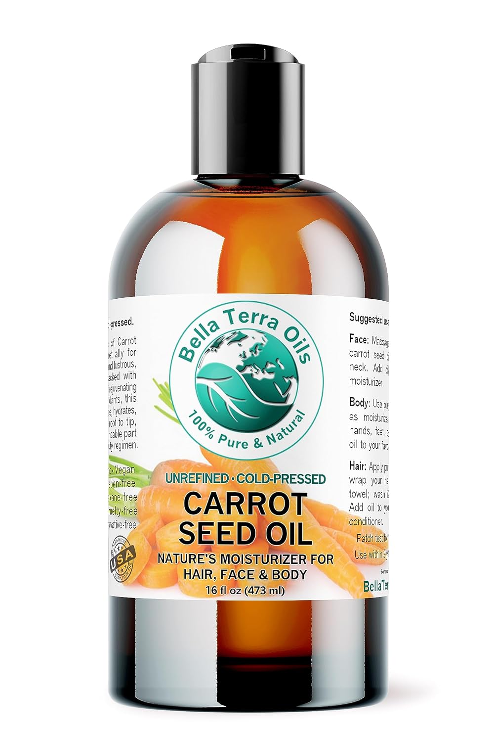 Amazon.com : Bella Terra Oils - Organic Carrot Seed Oil 16 oz - Pure ...
