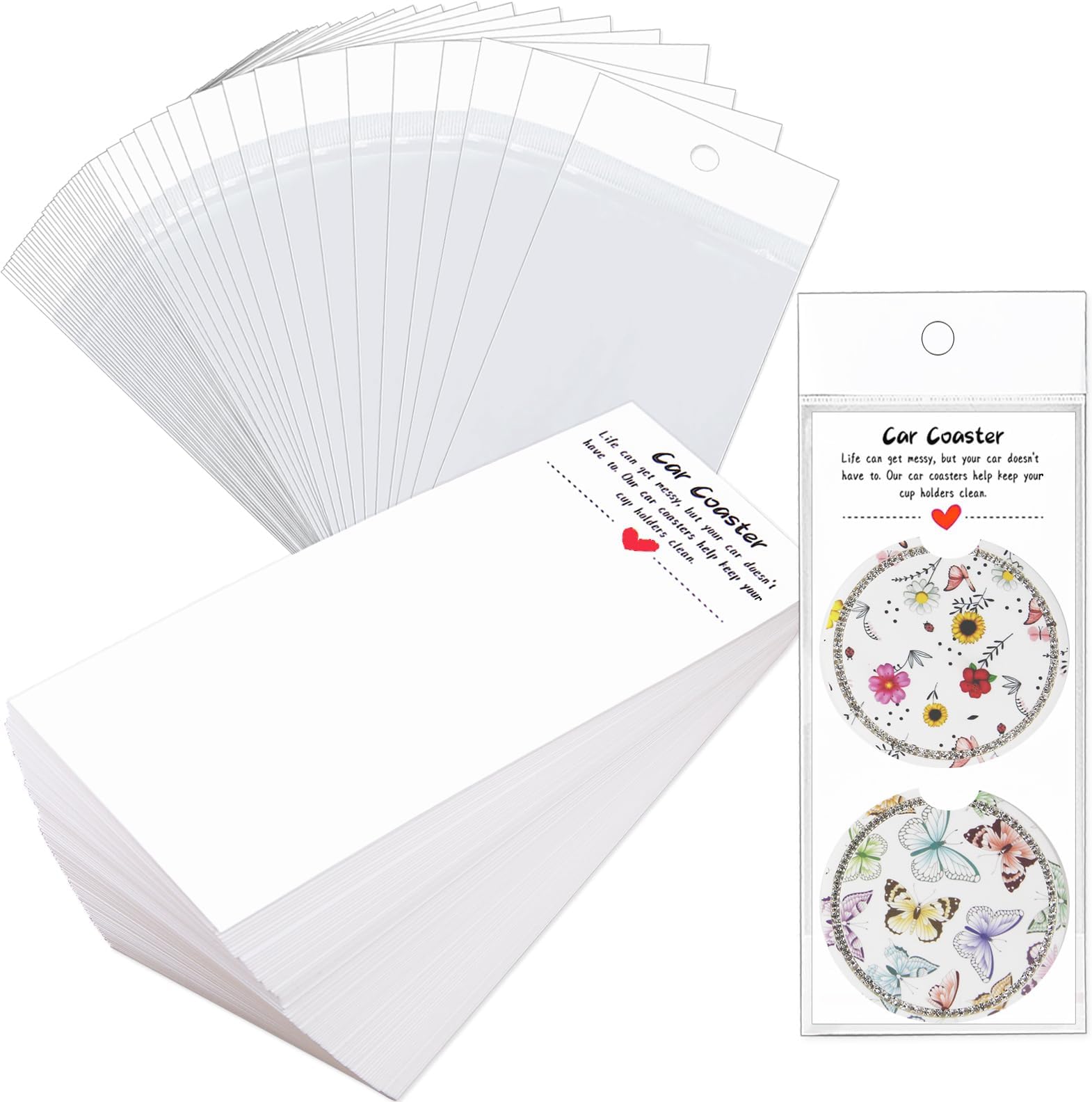 Amazon.com | 100 Sets Car Coaster Packaging, Includes 100pcs Car ...