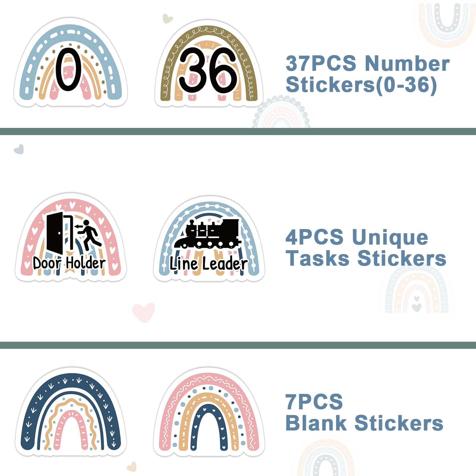 Snapklik.com : 48PCS Boho Rainbow Numbers Stickers Classroom ...