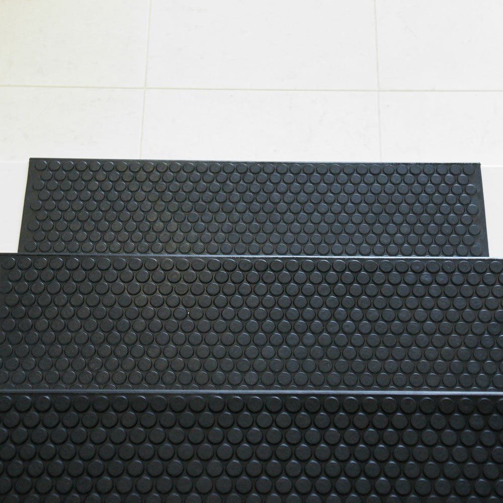 Rubber-Cal 10-104-009-6pk Step Coin-Grip Stair Mats, 9.75" x 29.75", Black
