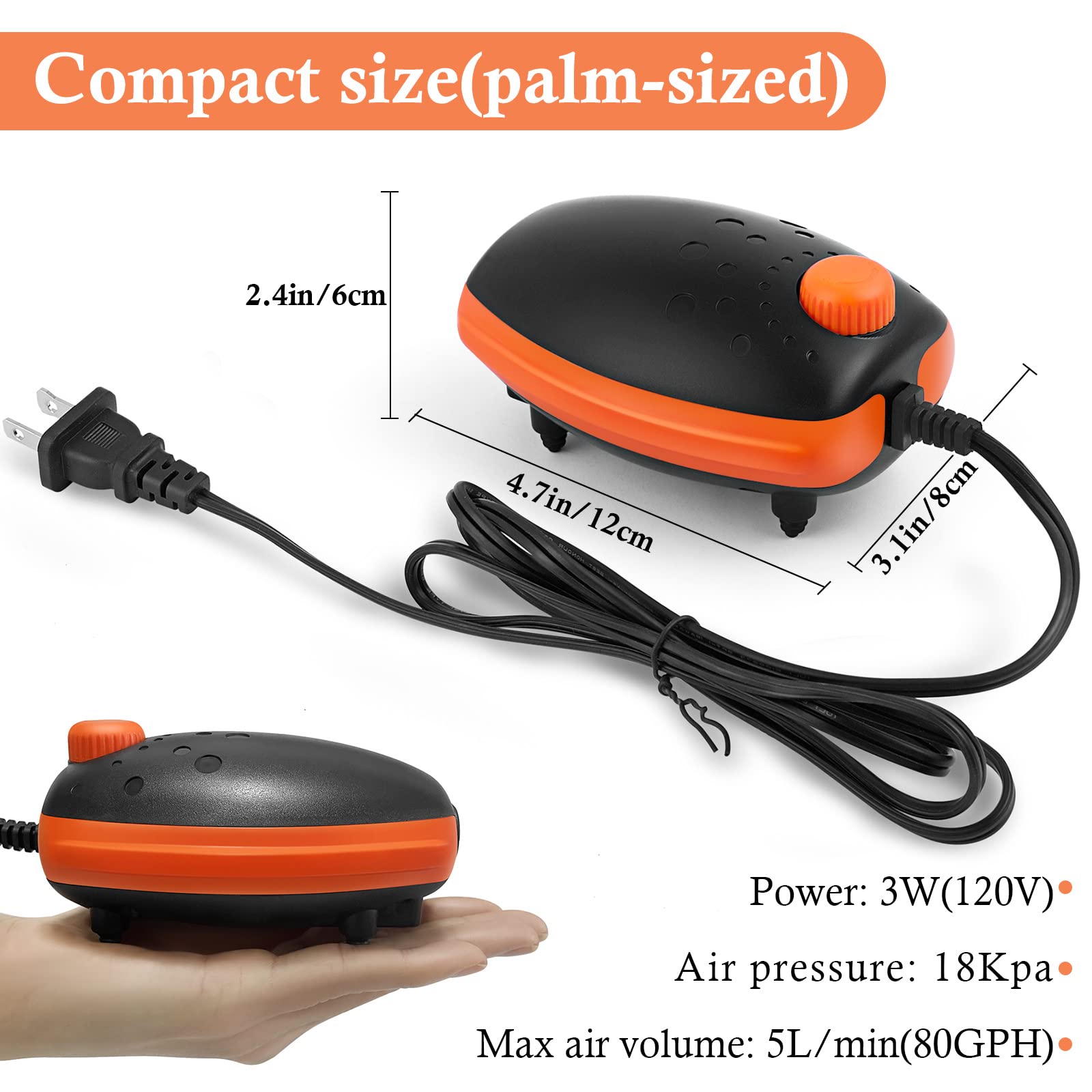 Snapklik.com : HITOP 3W Adjustable Aquarium Air Pump: Dual Outlets Aquarium Bubbler