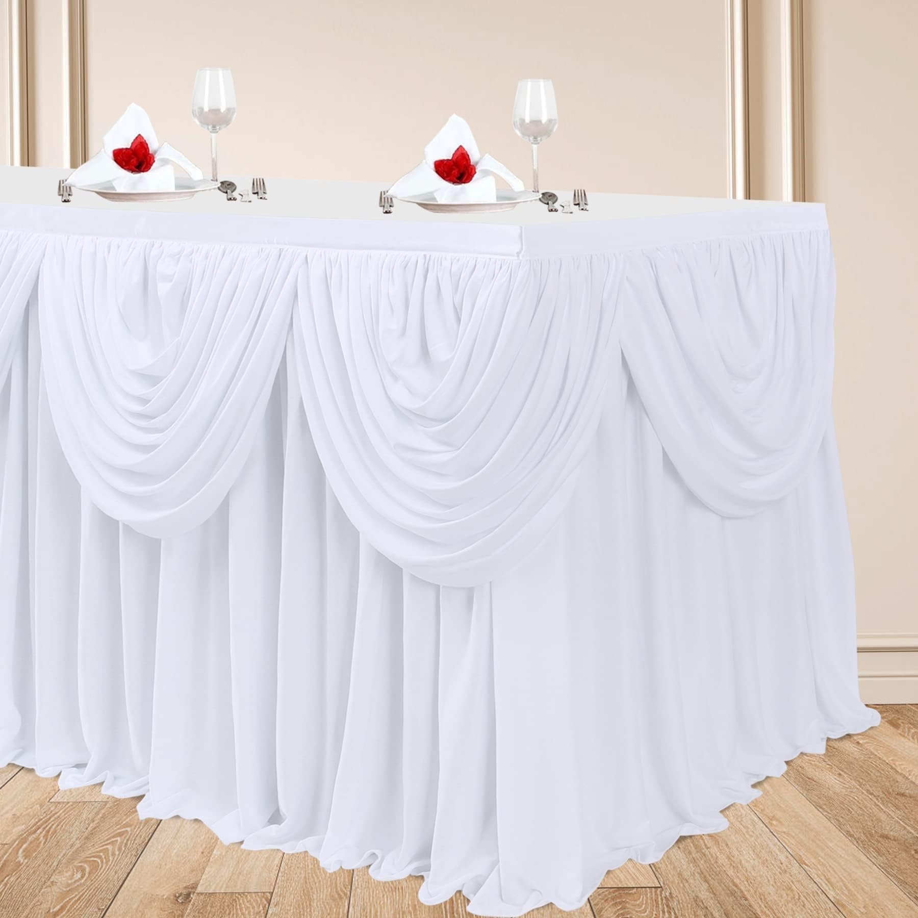 Amazon.com: gogoparti White Tutu Table Skirts for Rectangle Tables 9ft ...