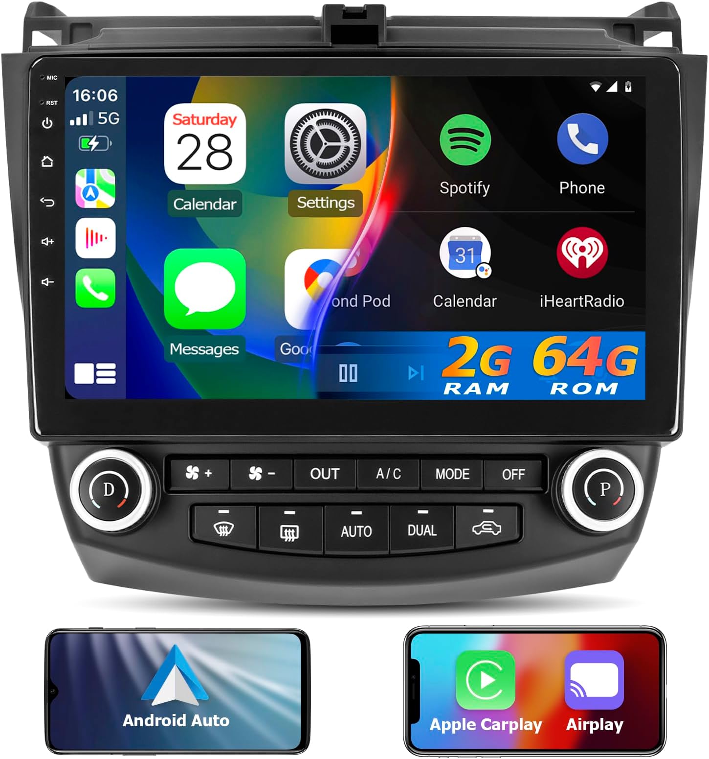 Amazon.com: [2G+64G] Car Radio Stereo for Honda Accord 7th 2003 2004 ...