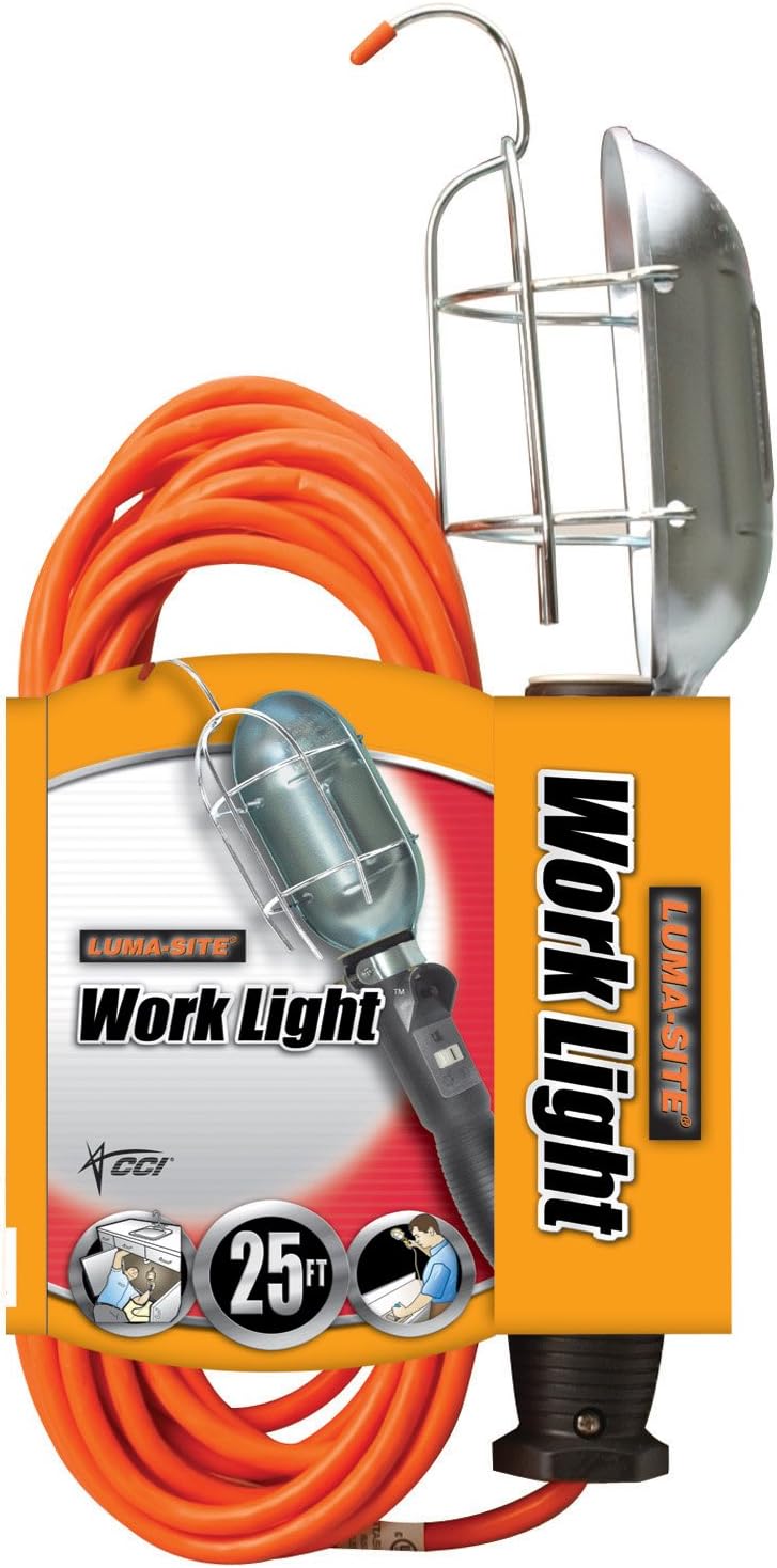 Woods Work Lamp with Metal Guard and 25-Foot Cord with On/Off Switch ...