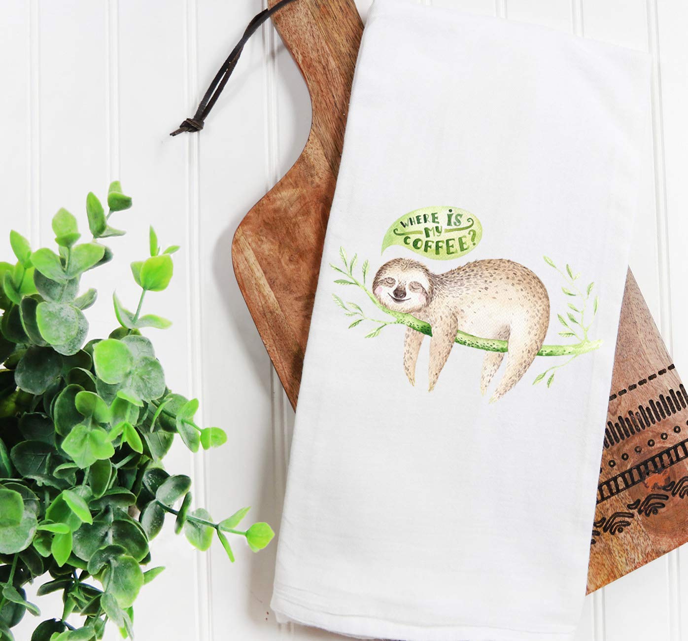 Amazon.com: Funny Kitchen Towel ~ Cute Sloth Flour Sack Towel ~ Funny ...